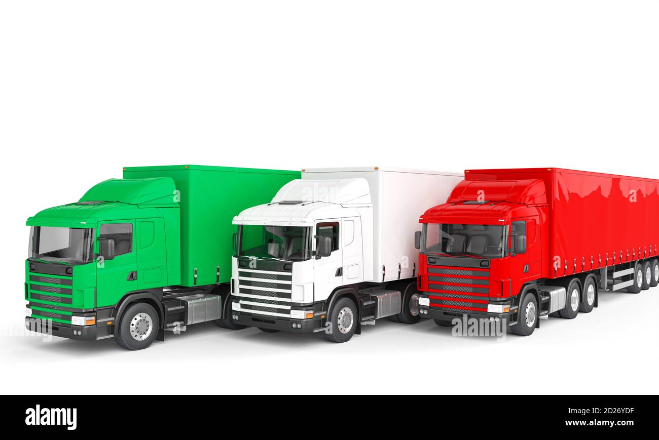 cargo truck with italian flag, concept of made in italy. 3d render ...