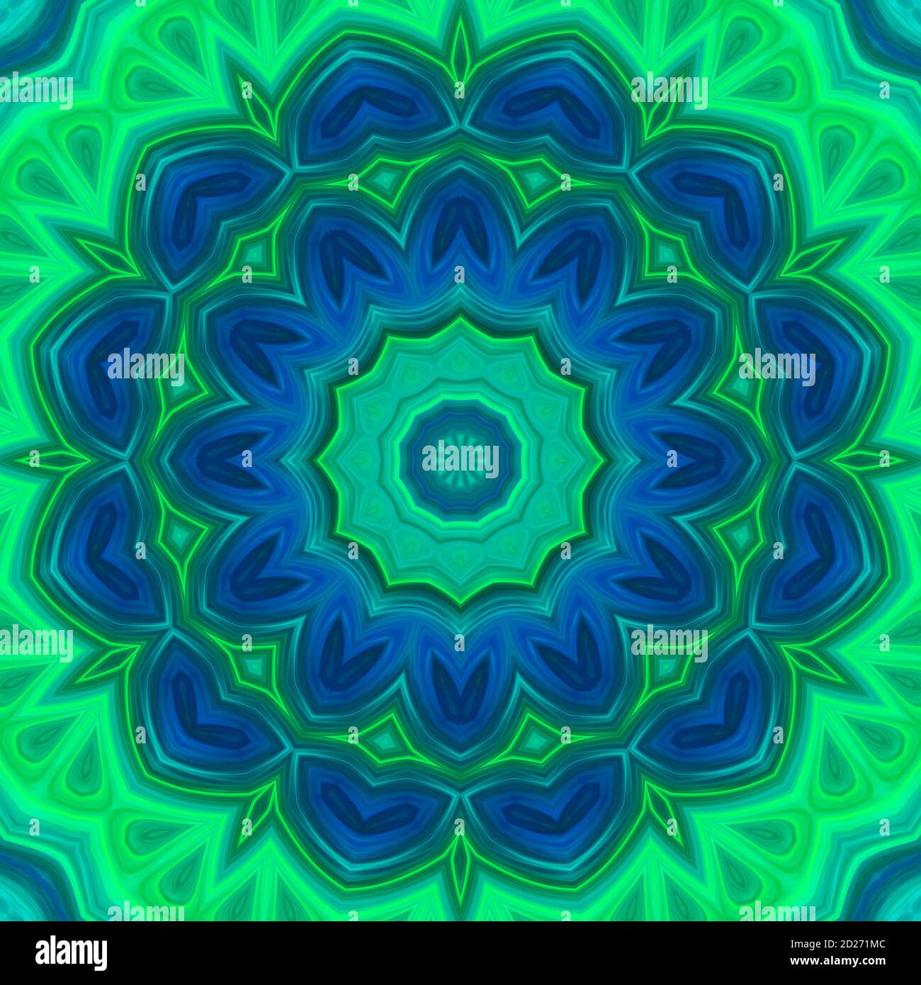 abstract green blue mandala with circle floral pattern, mandala of ...