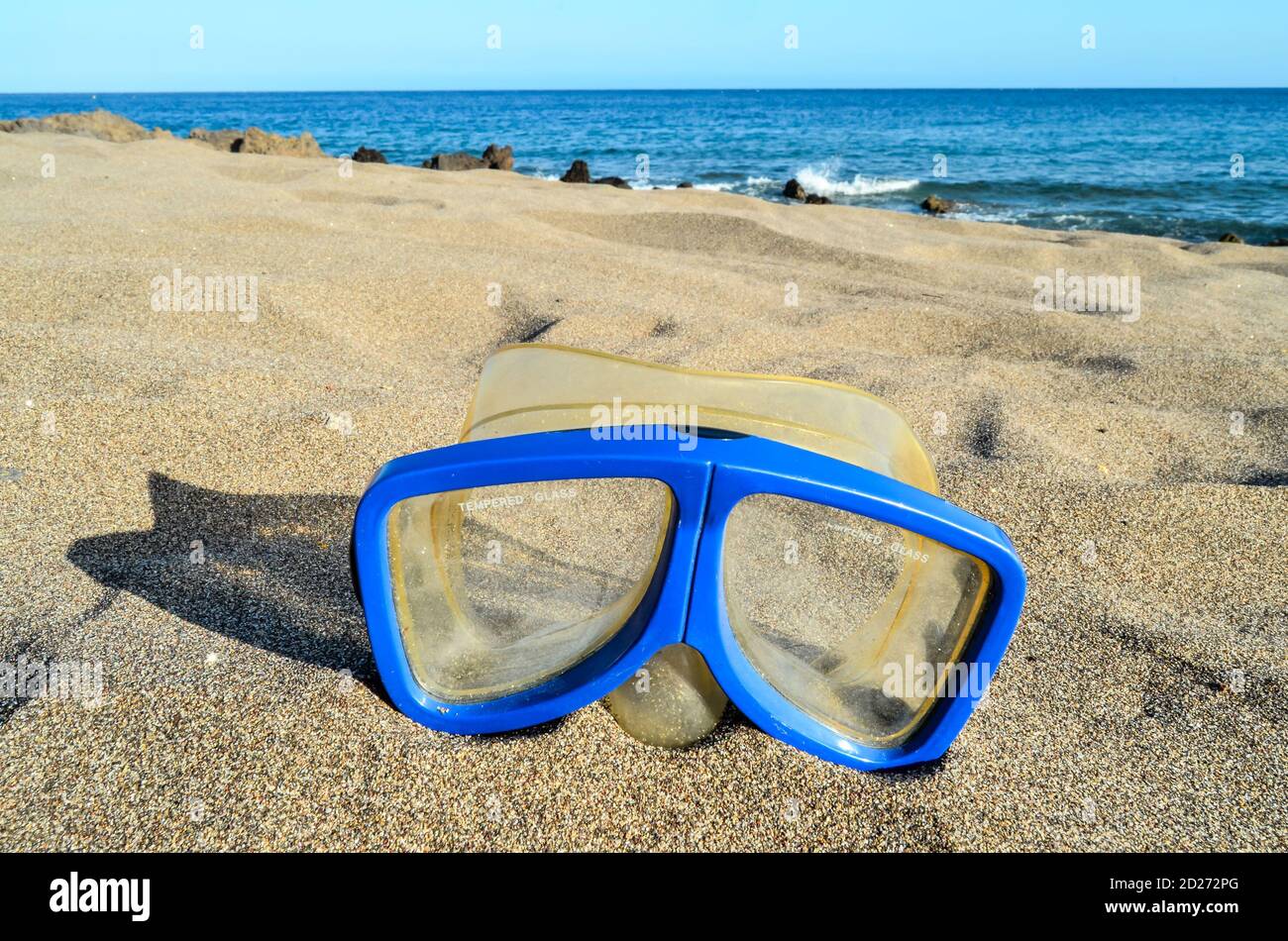 Diving Mask on the Sand Beach Stock Photo - Alamy
