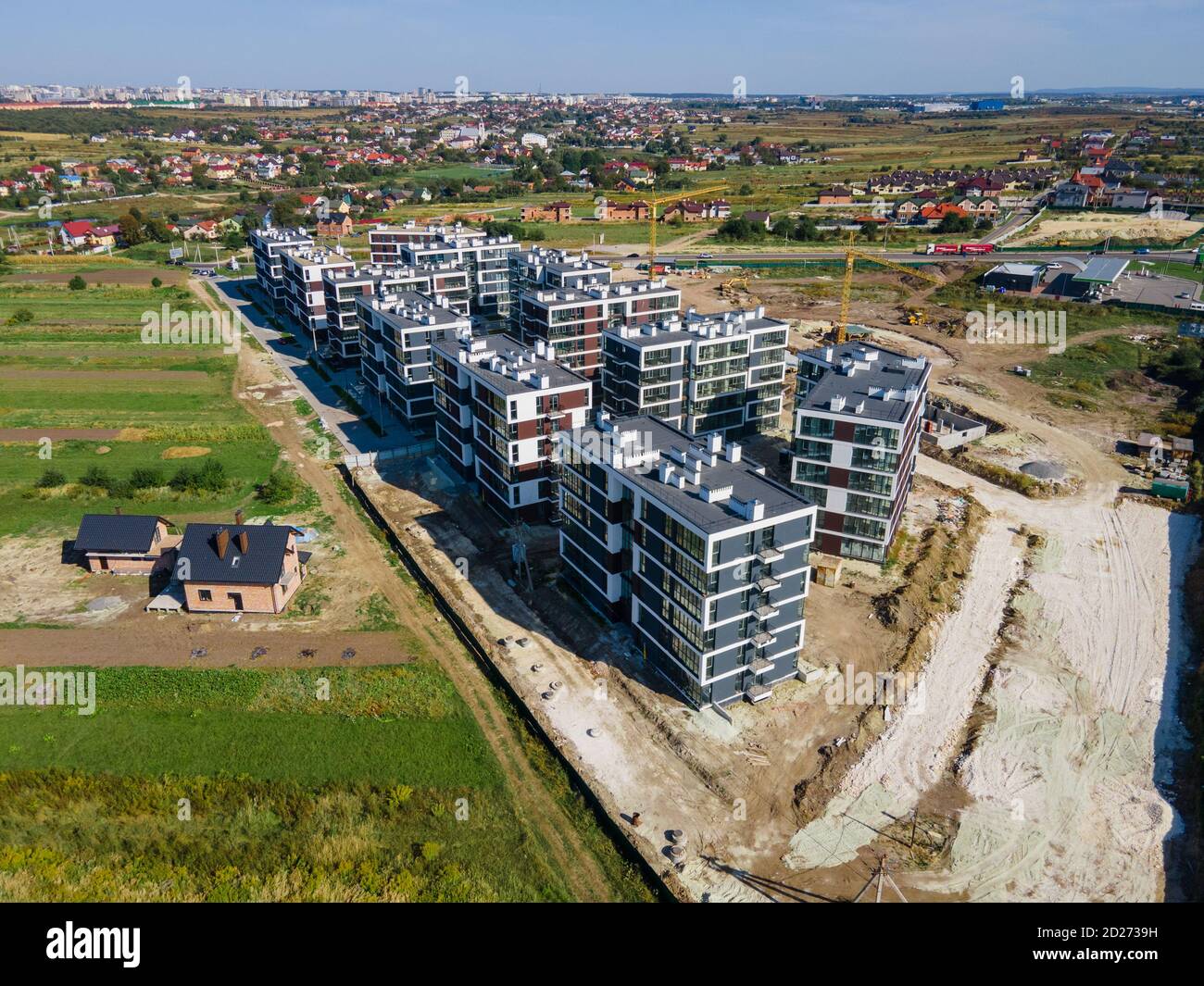aerial view of apartment residential construction site Stock Photo - Alamy