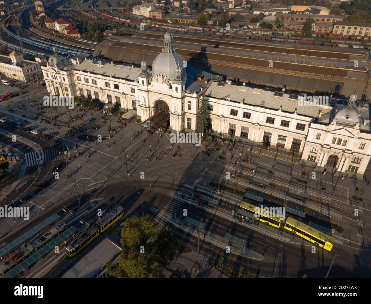aerial view of old railway station building transport hub Stock Photo ...