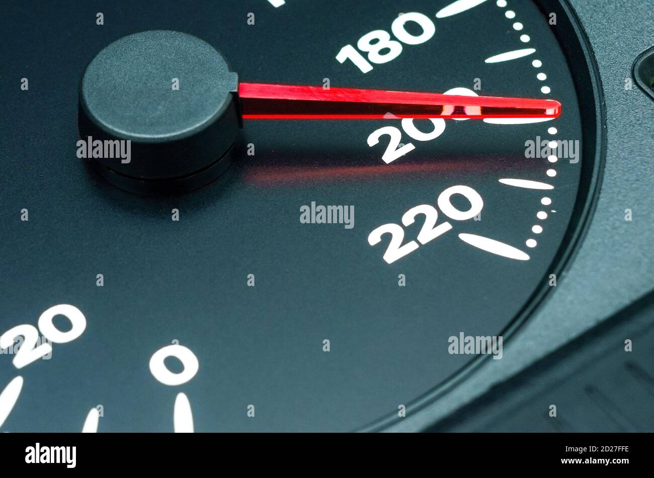 Close up shot of a speedometer in a car, 200 km/h Stock Photo - Alamy