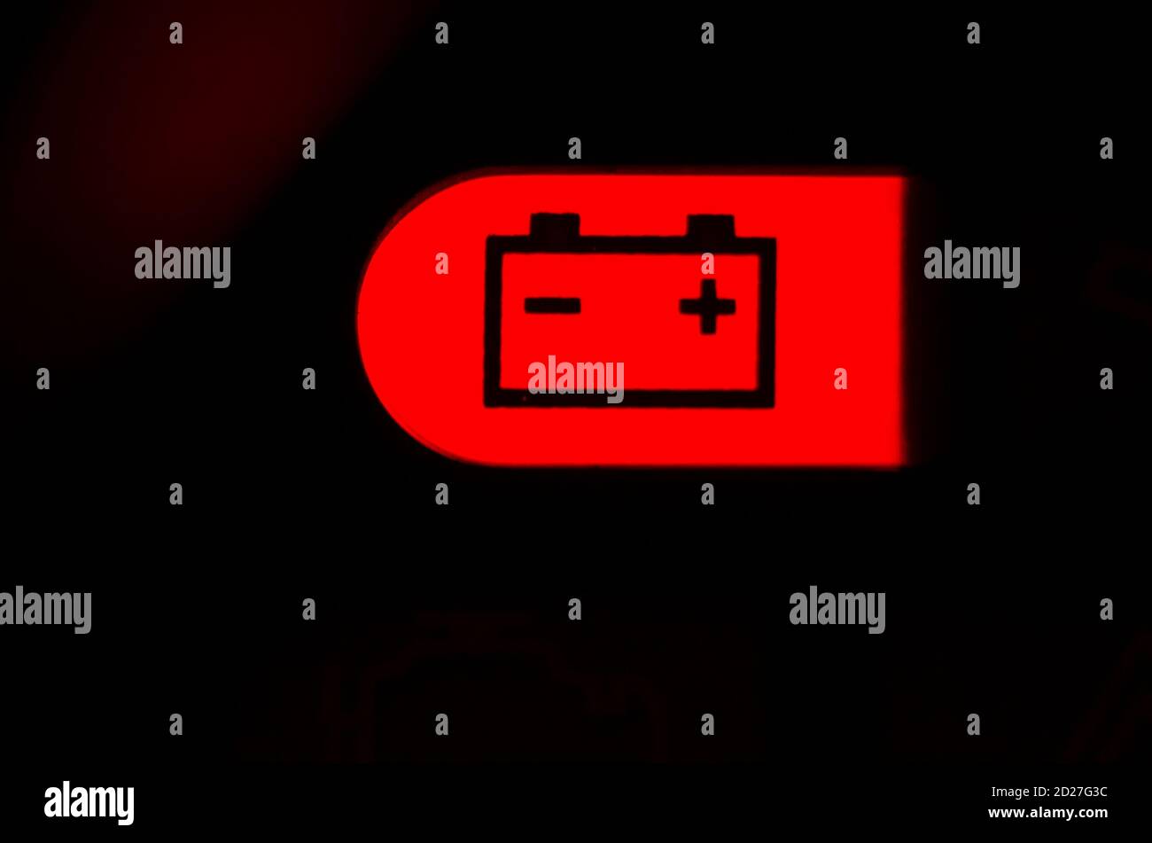 Screen symbols battery warning light in-car dashboard, close up Stock ...
