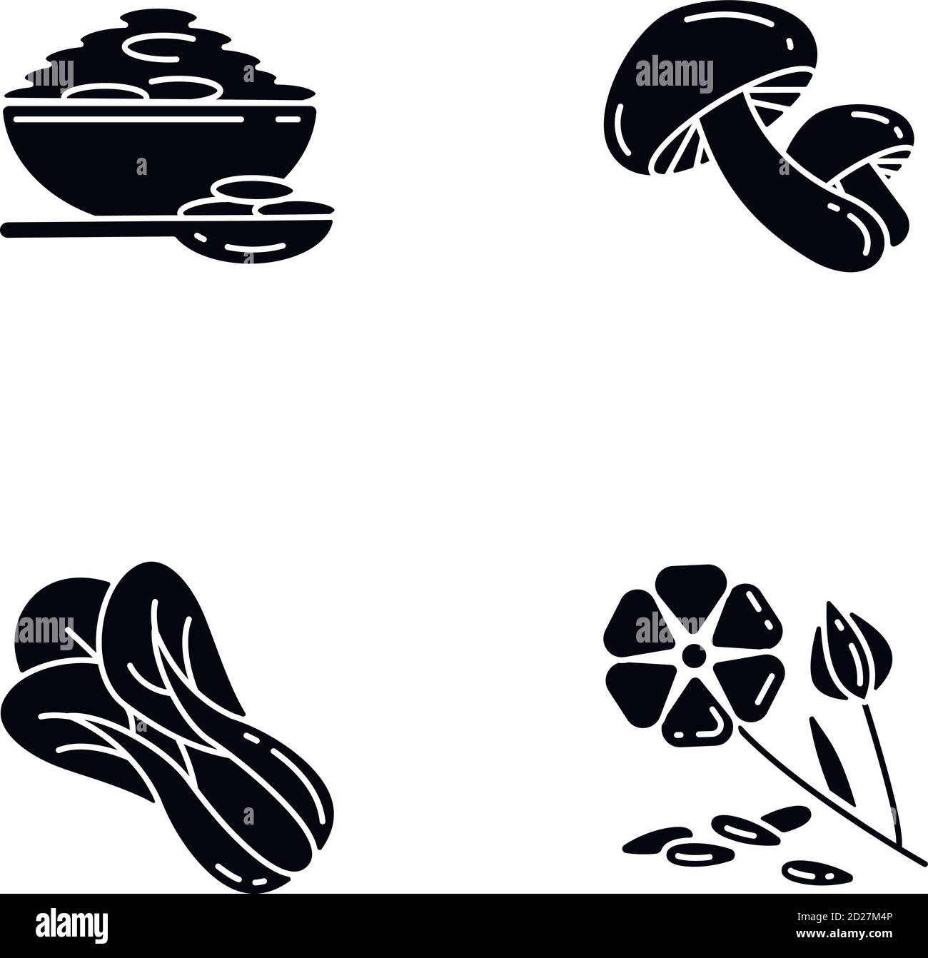 Healthy grains black glyph icons set on white space Stock Vector Image ...