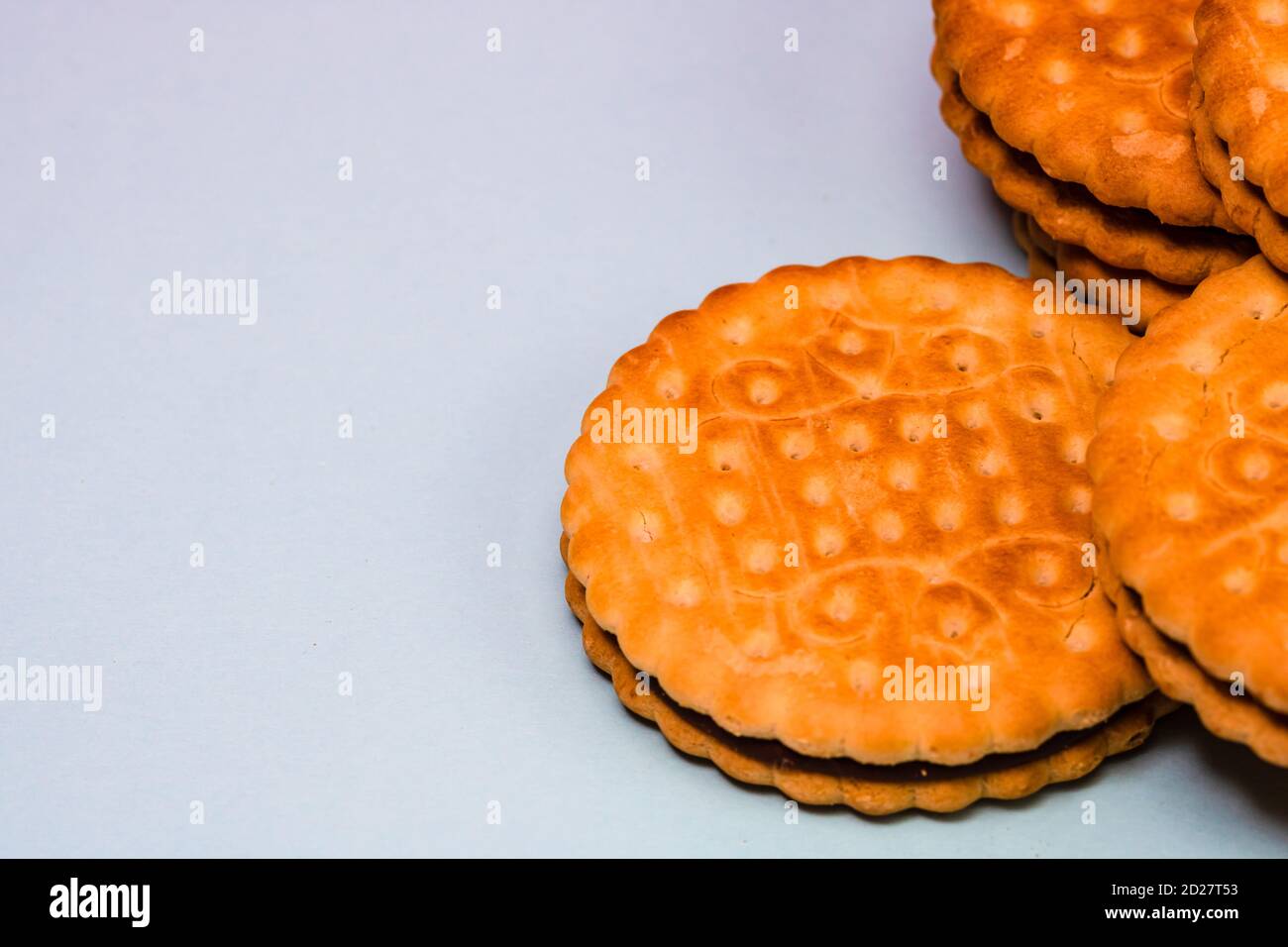Round biscuits with chocolate cream, sandwich biscuits with chocolate ...