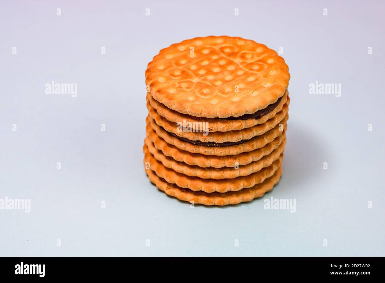 Round biscuits with chocolate cream, sandwich biscuits with chocolate ...