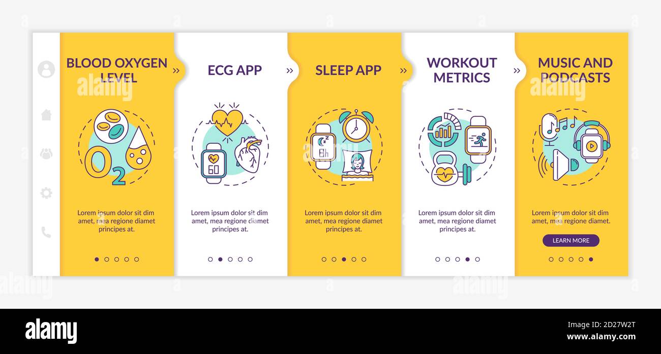 Smartwatch functions onboarding vector template Stock Vector Image & Art - Alamy