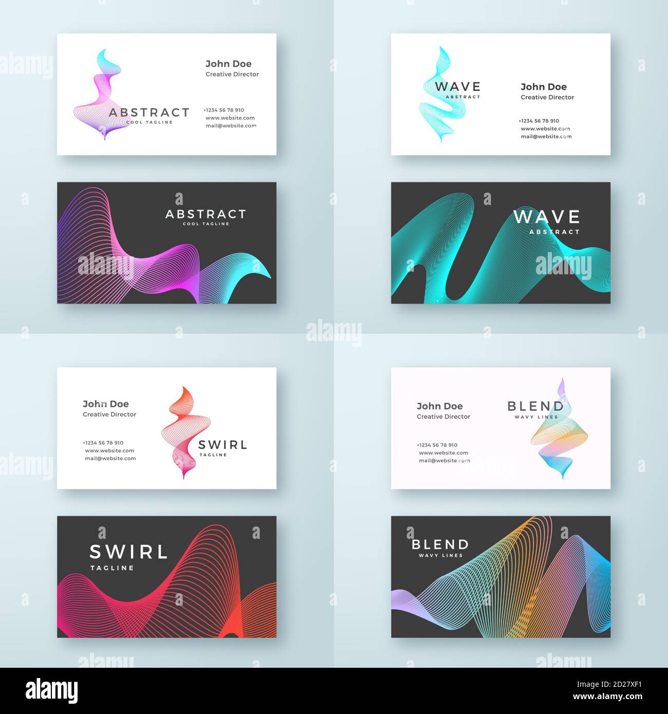 Abstract Vector Blend Wavy Symbol Logo and Business Cards Template Set ...