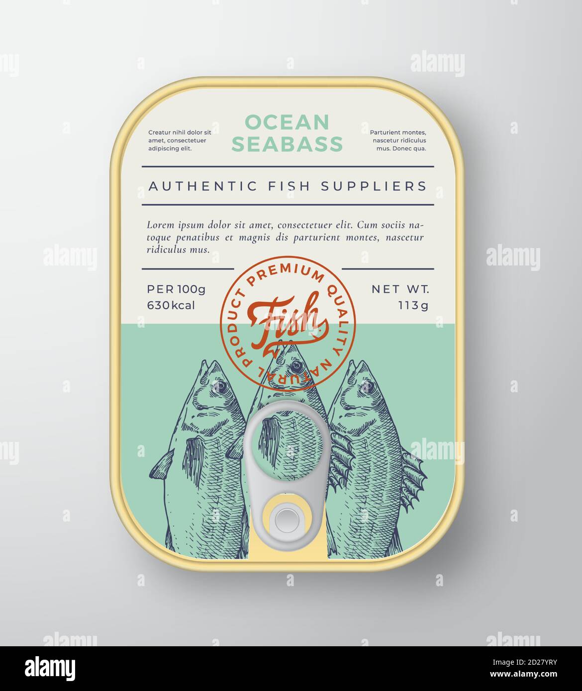 Canned Ocean Fish Abstract Vector Aluminium Container Packaging Design ...