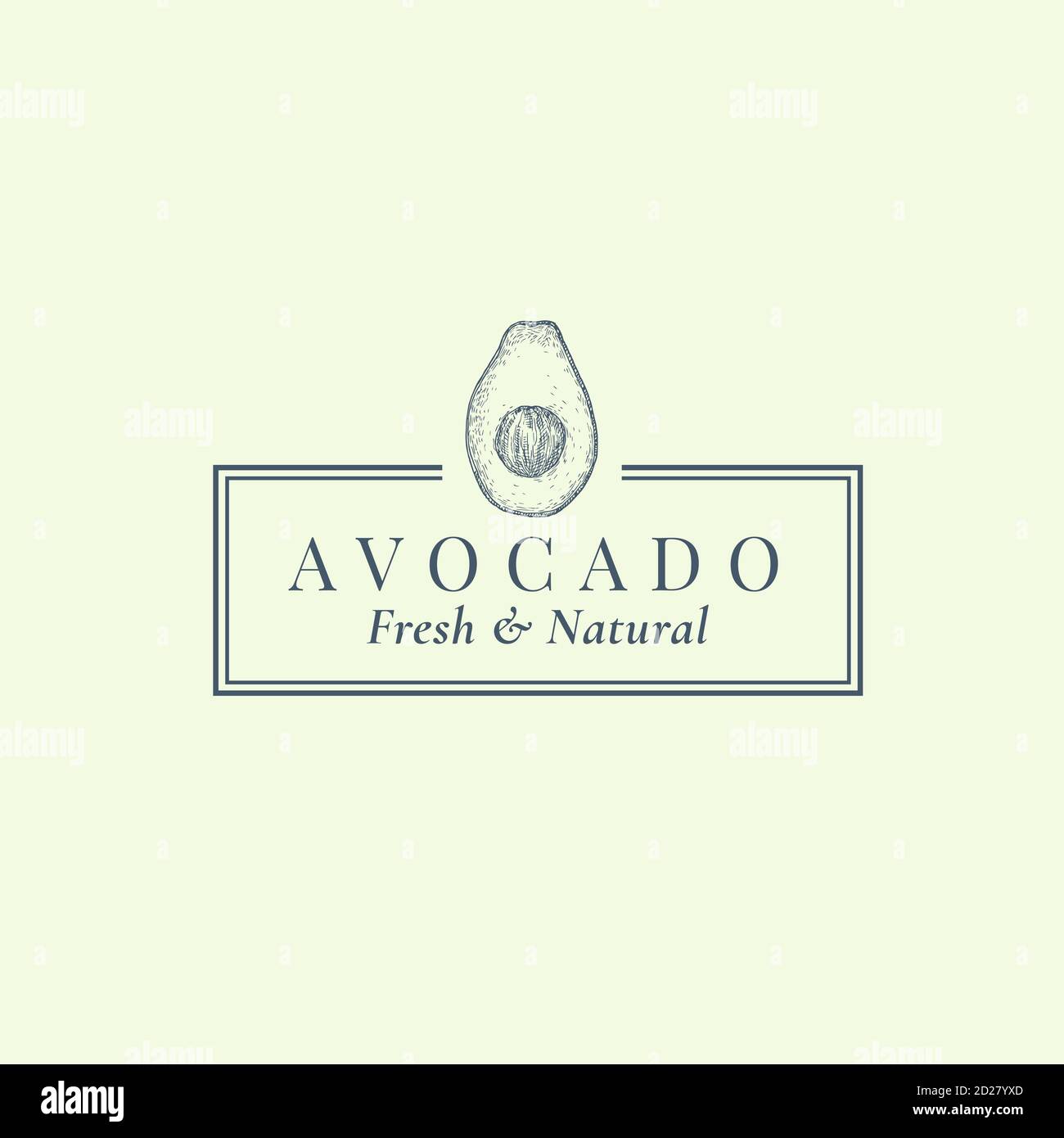 Avocado Abstract Vector Sign, Symbol or Logo Template. Hand Drawn ...