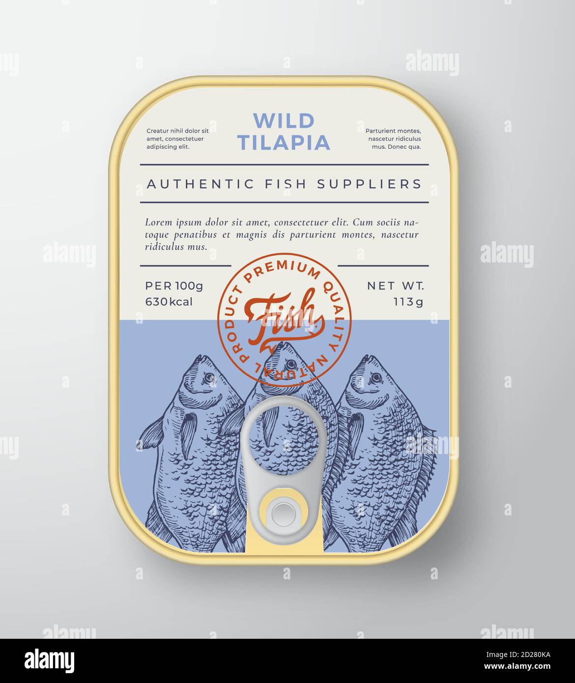 Canned River Fish Abstract Vector Aluminium Container Packaging Design ...