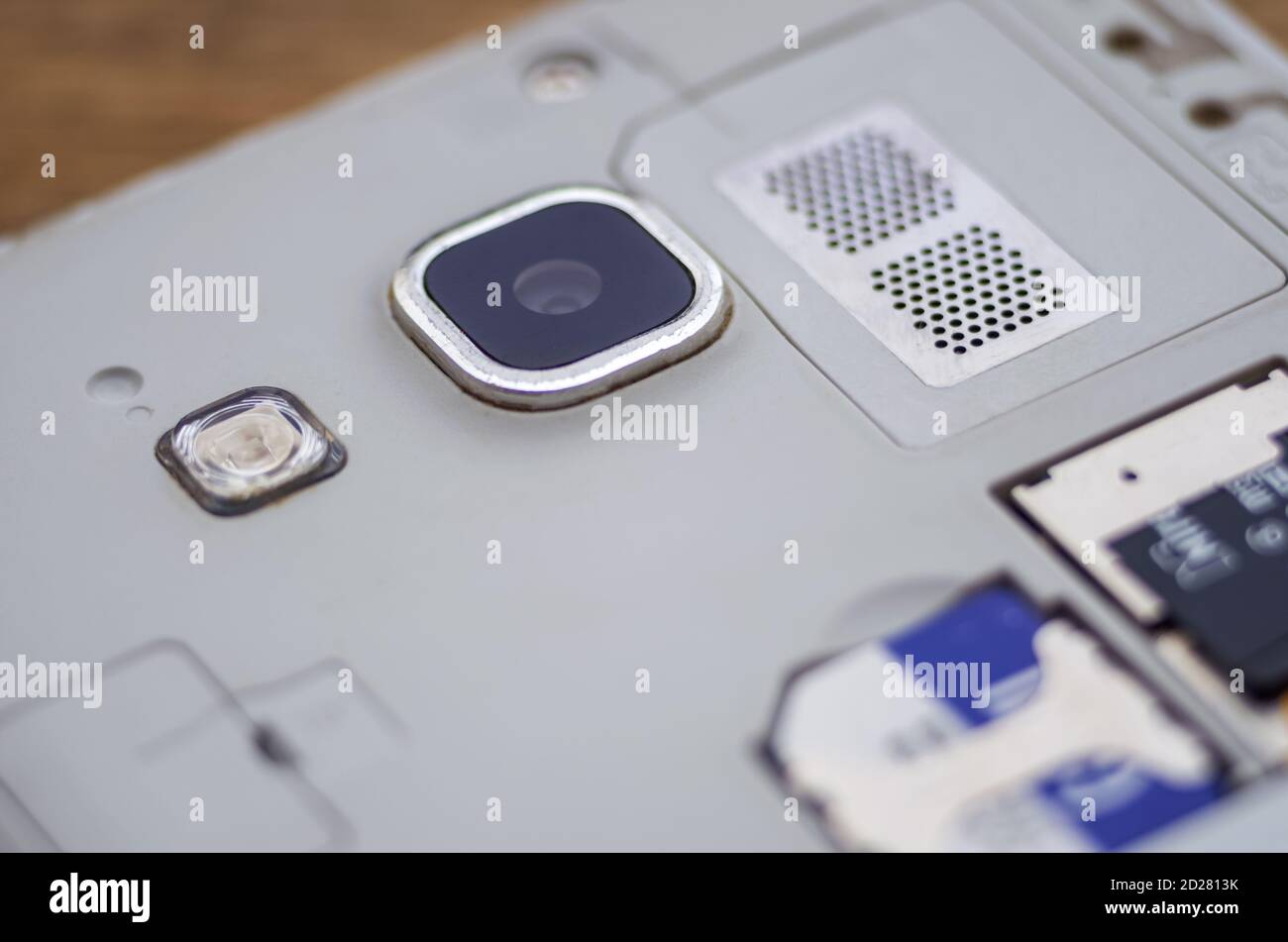 Close up view of camera inside smartphone and motherboard Horizontal ...