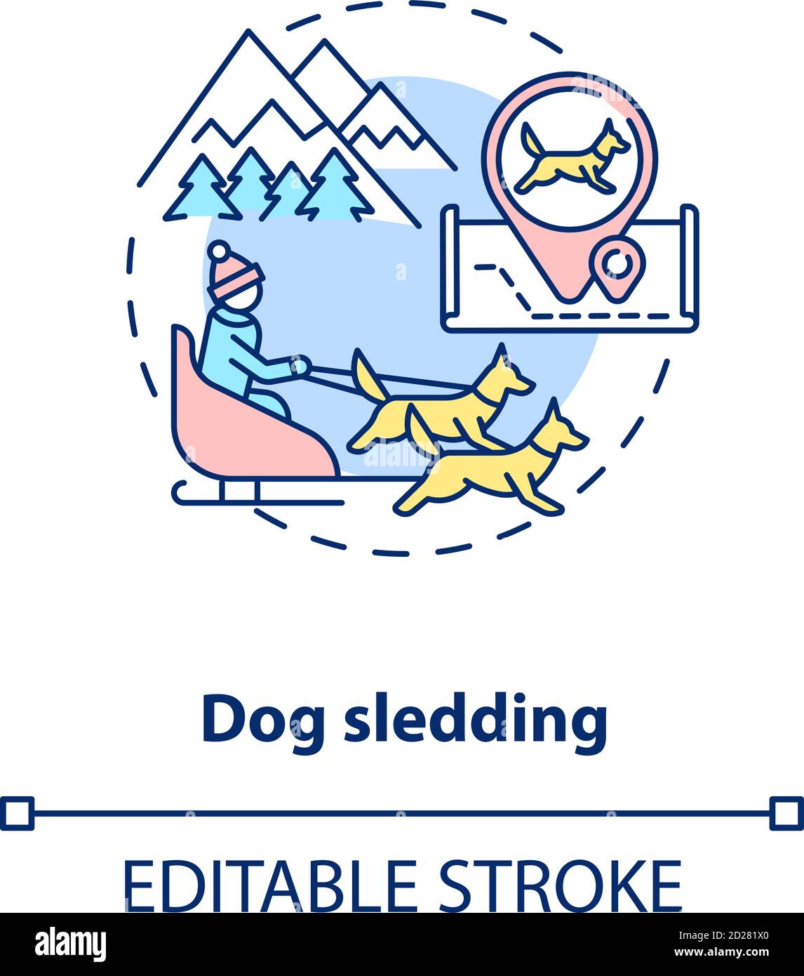 Dog sledding concept icon Stock Vector Image & Art - Alamy