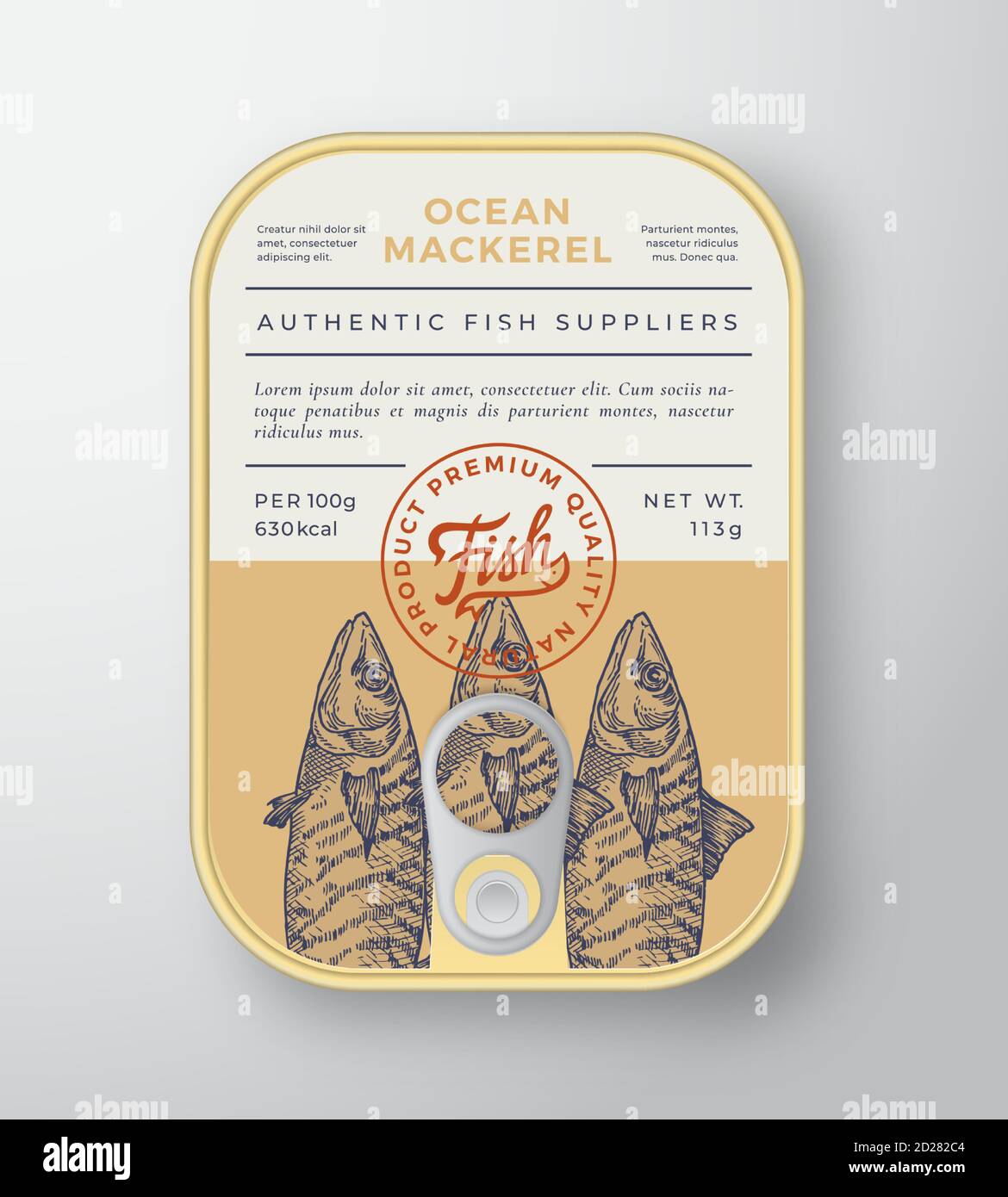 Canned Ocean Fish Abstract Vector Aluminium Container Packaging Design ...