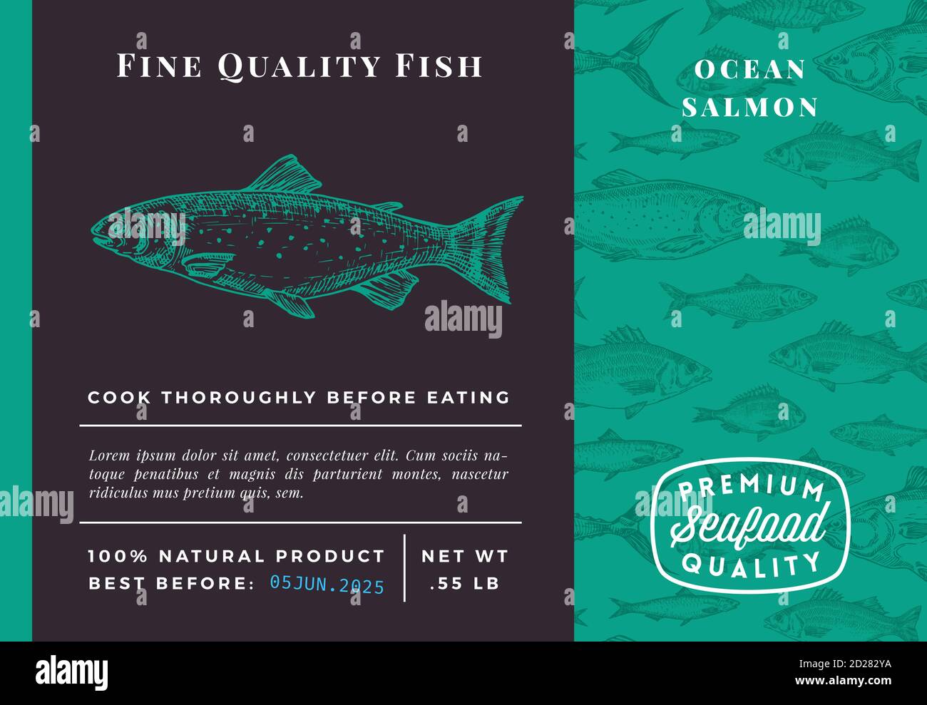 Premium Quality Salmon Abstract Vector Packaging Design or Label ...