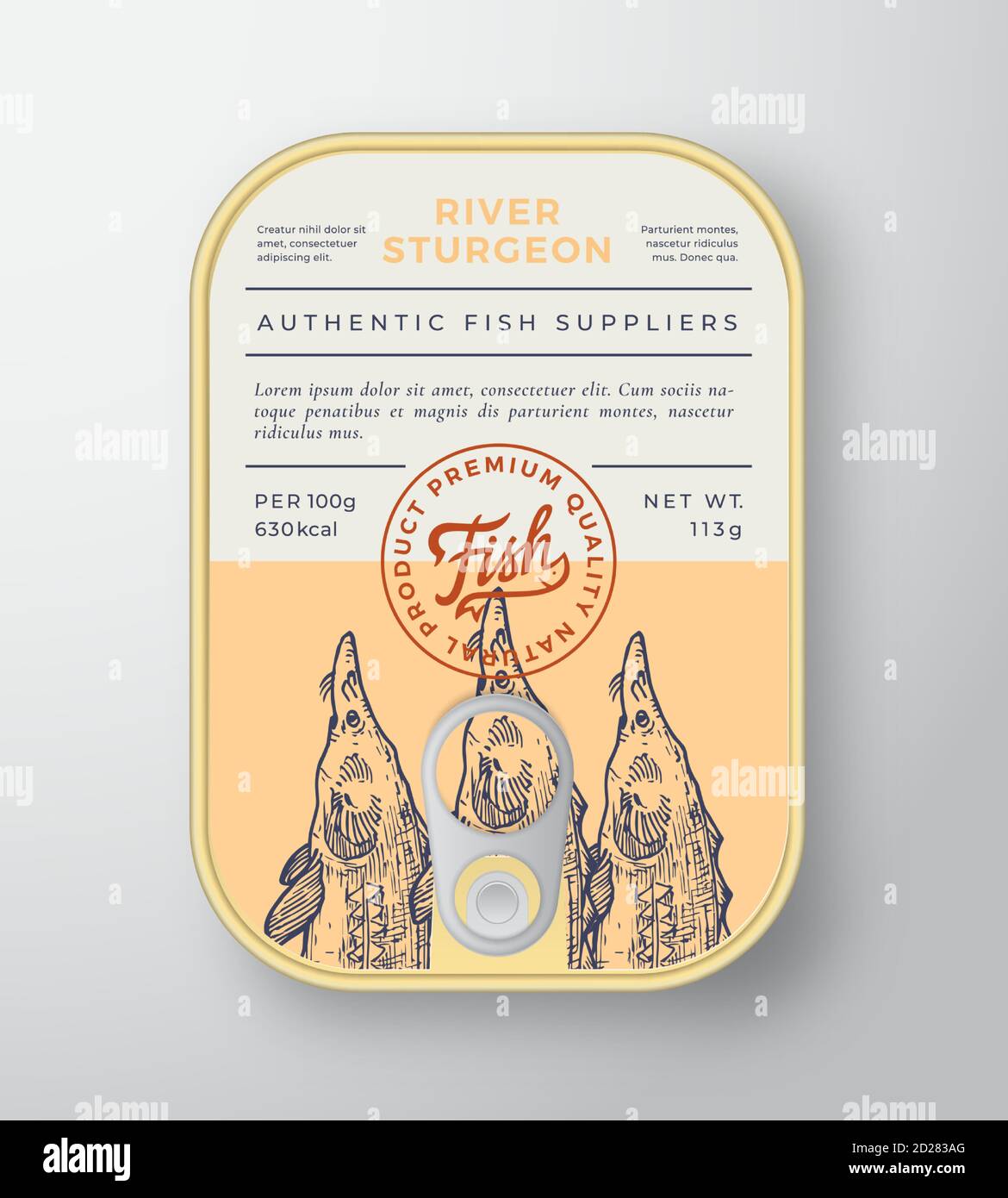 Canned River Fish Abstract Vector Aluminium Container Packaging Design ...