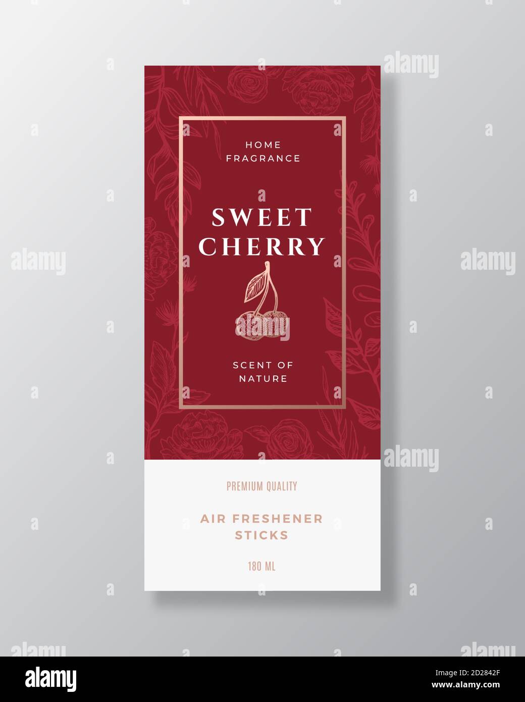 Cherry Home Fragrance Abstract Vector Label Template. Hand Drawn Sketch ...