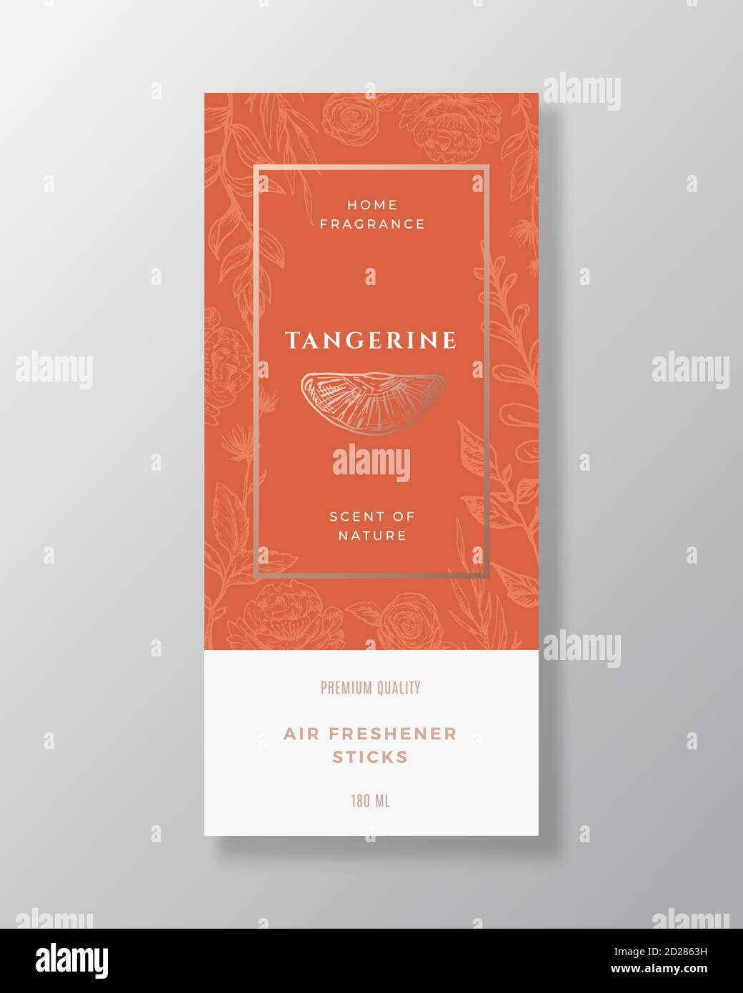 Tangerine Home Fragrance Abstract Vector Label Template. Hand Drawn ...
