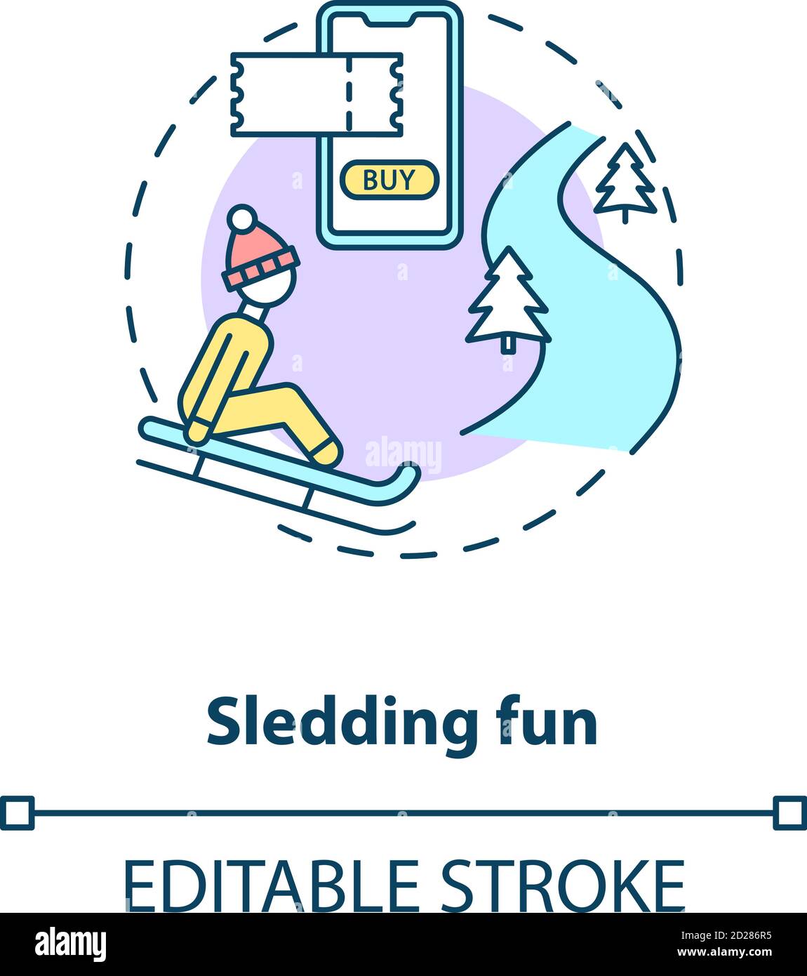 Sledding winter line icon Cut Out Stock Images & Pictures - Alamy