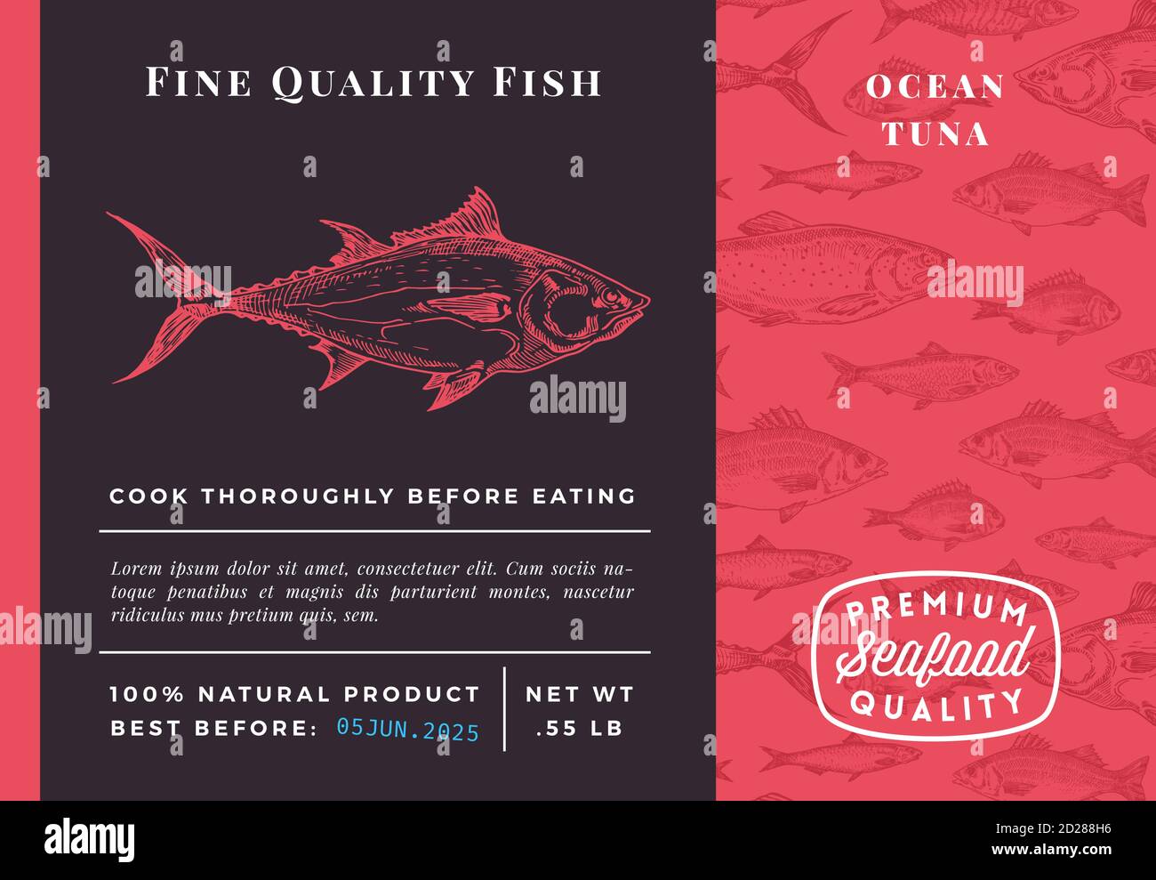 Premium Quality Ocean Tuna Abstract Vector Packaging Design or Label ...