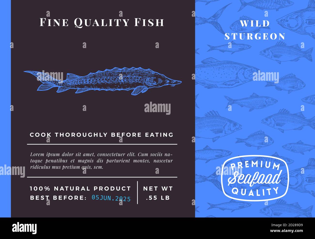 Premium Quality Sturgeon Abstract Vector Packaging Design or Label ...