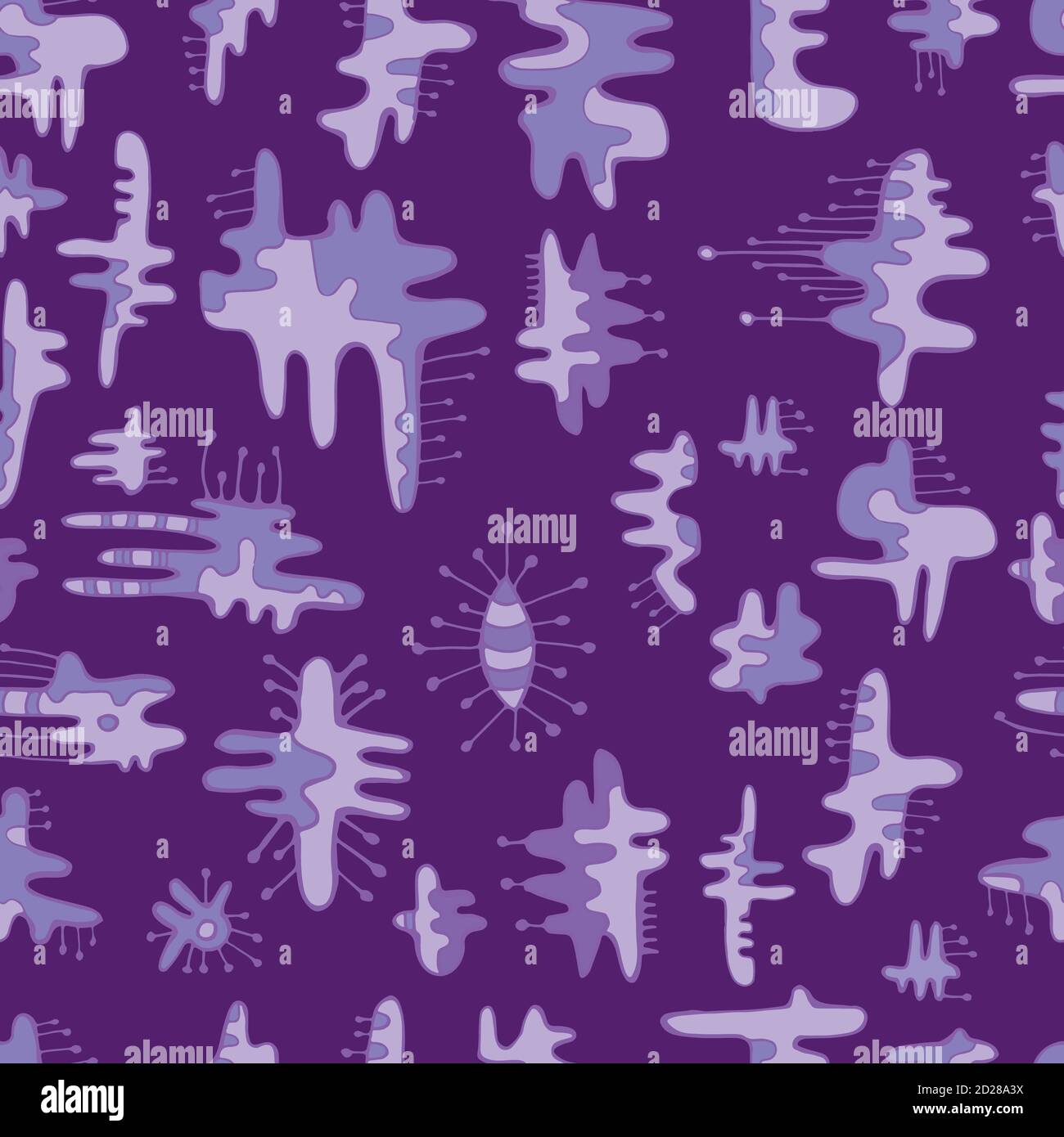 Vintage colorful doodle design elements seamless pattern, purple Stock ...