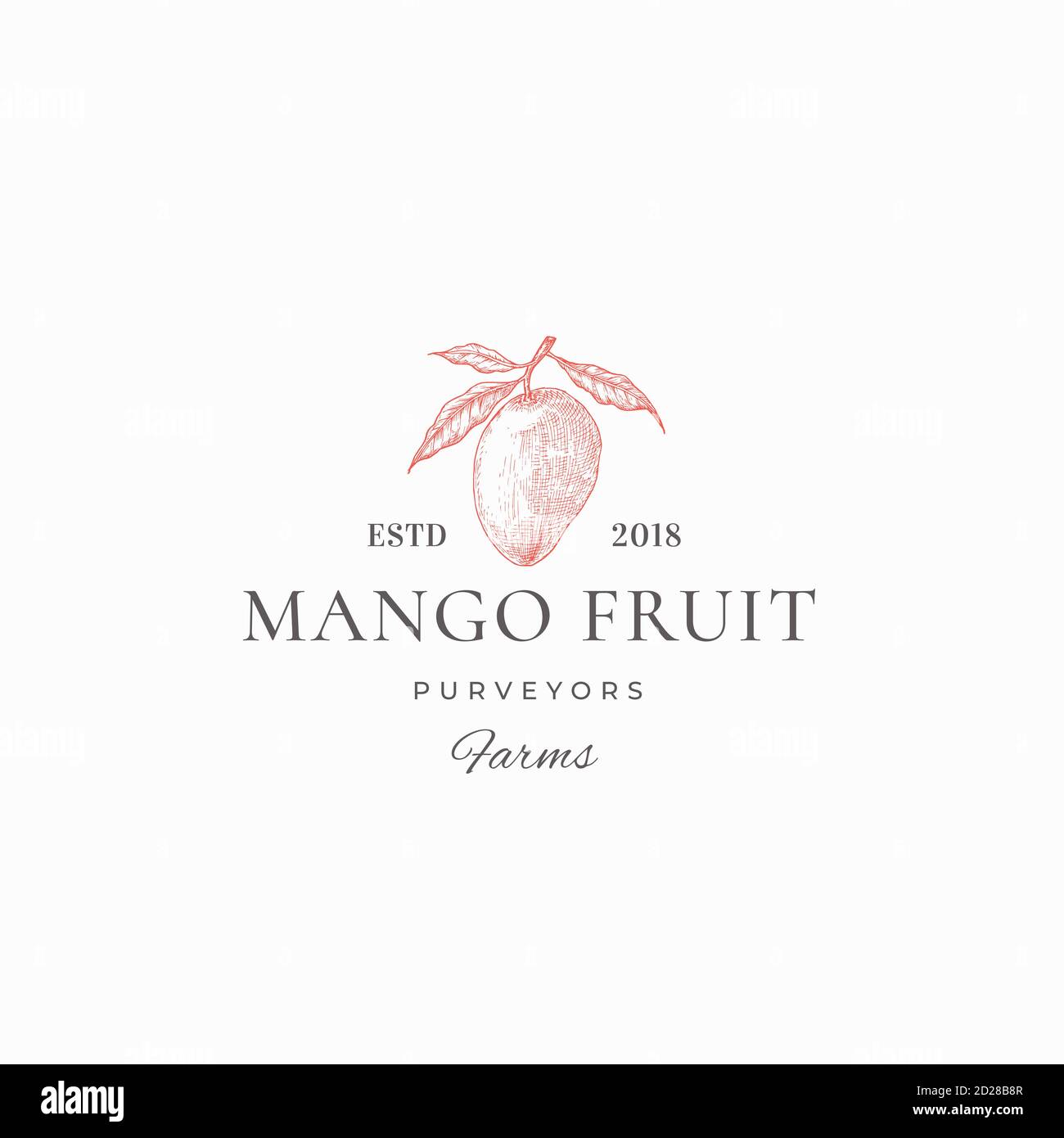 Mango Fruit Farms Abstract Vector Sign, Symbol or Logo Template. Hand ...