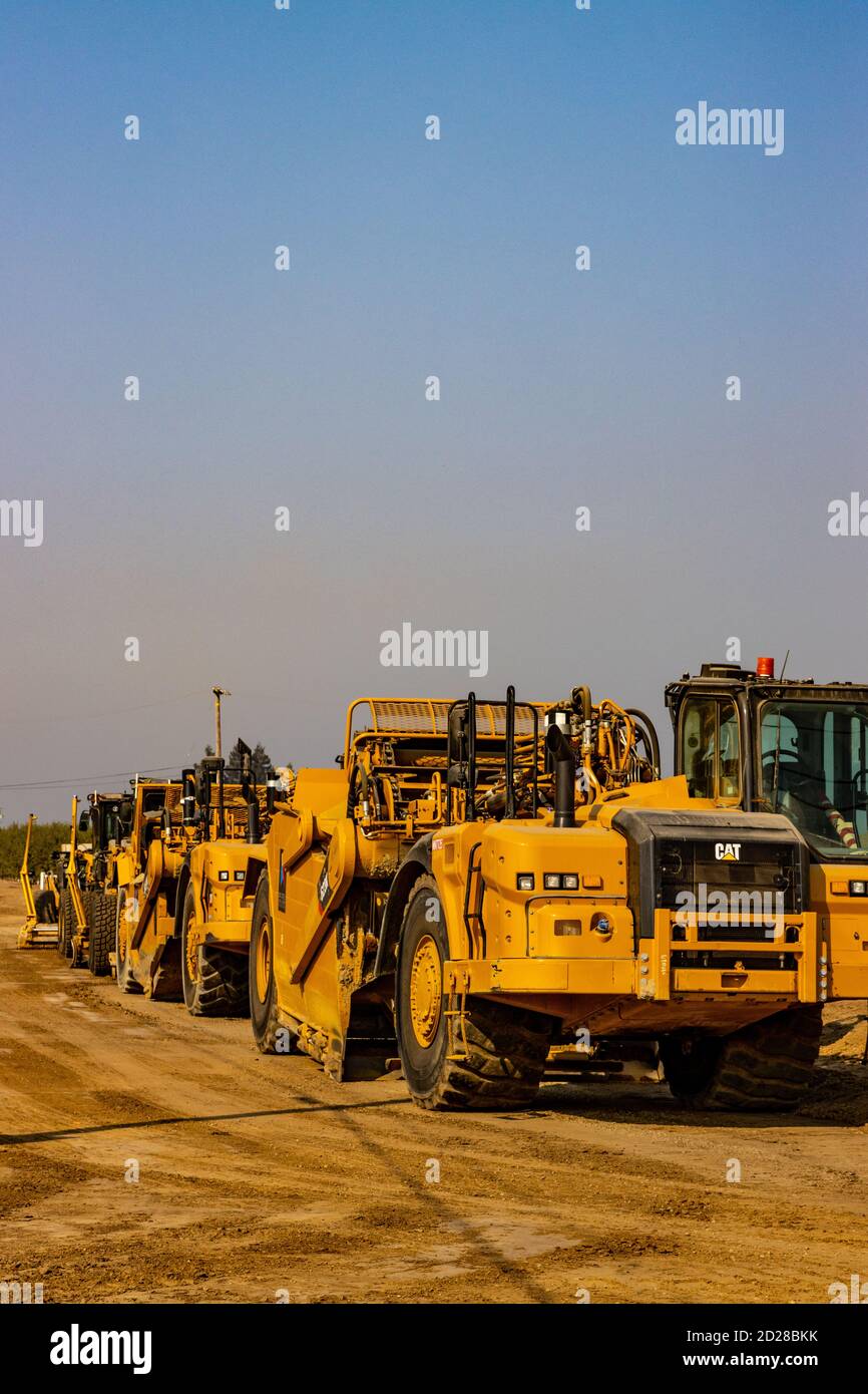 Heavy Equipment ready to roll at the rerouting of Highway 132 in ...