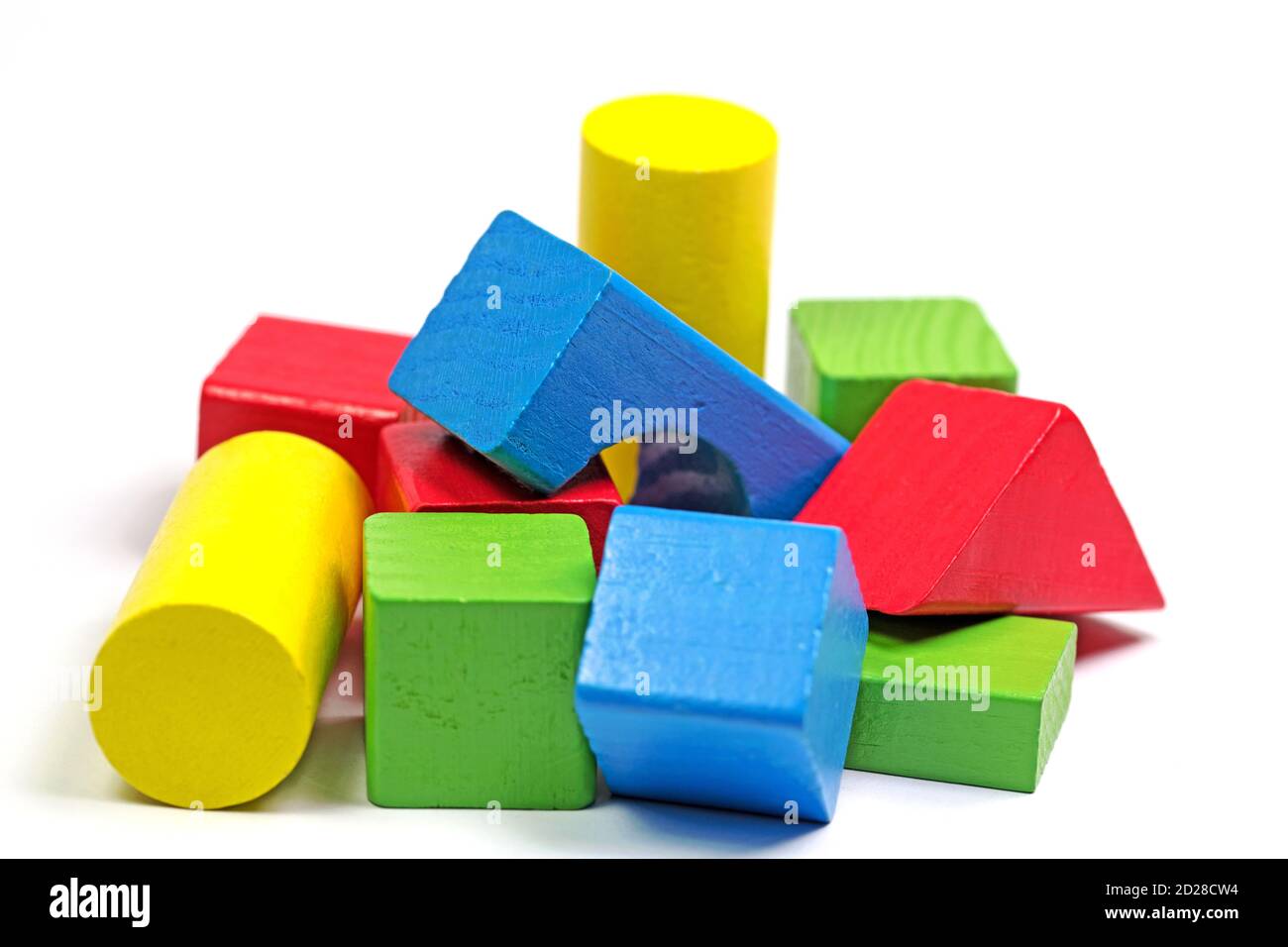 Colorful wooden building blocks against white background Stock Photo ...