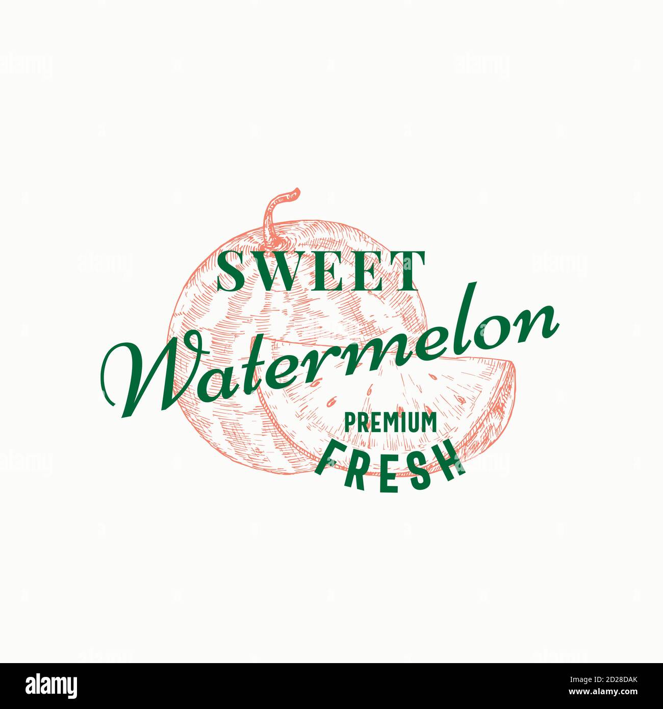 Sweet Watermelon Abstract Vector Sign, Symbol or Logo Template. Hand ...