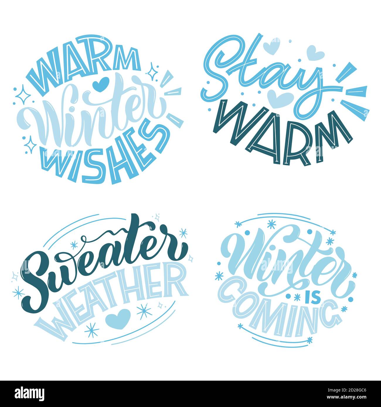 Handwritten winter lettering set. Winter and New Year card design ...