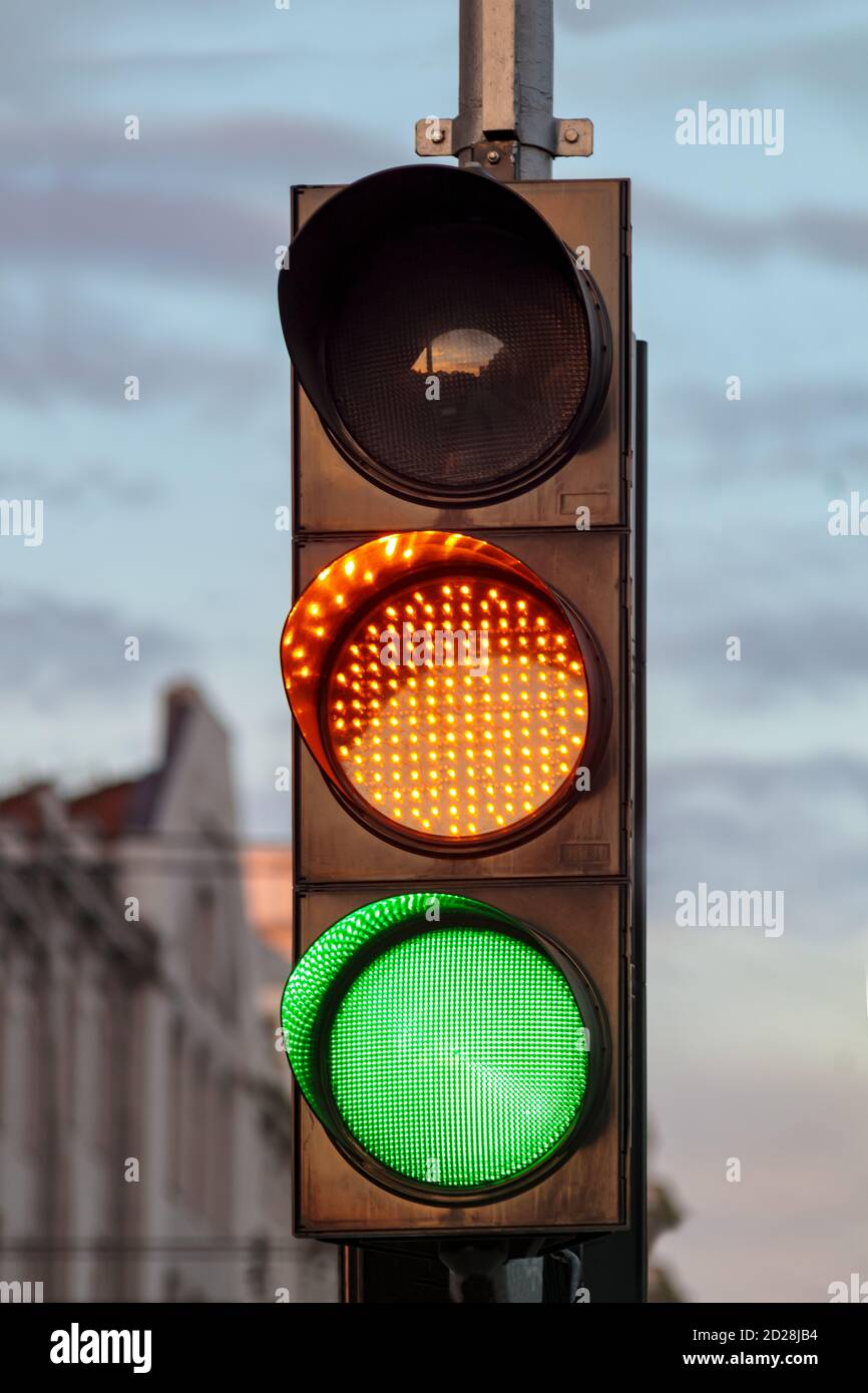 Traffic light. Green road signal. Intersection control for transport ...