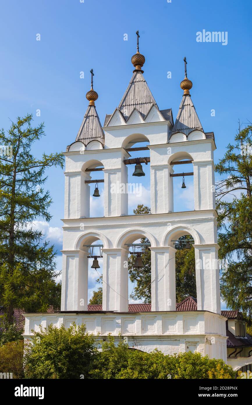 The old falling bell tower at the Orthodox Church of Transfiguration in ...