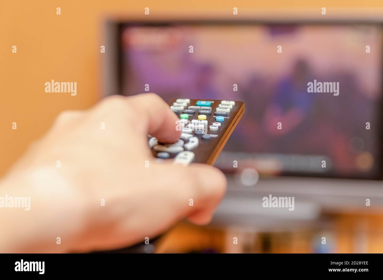 Male hand pointing a remote control hi-res stock photography and images ...