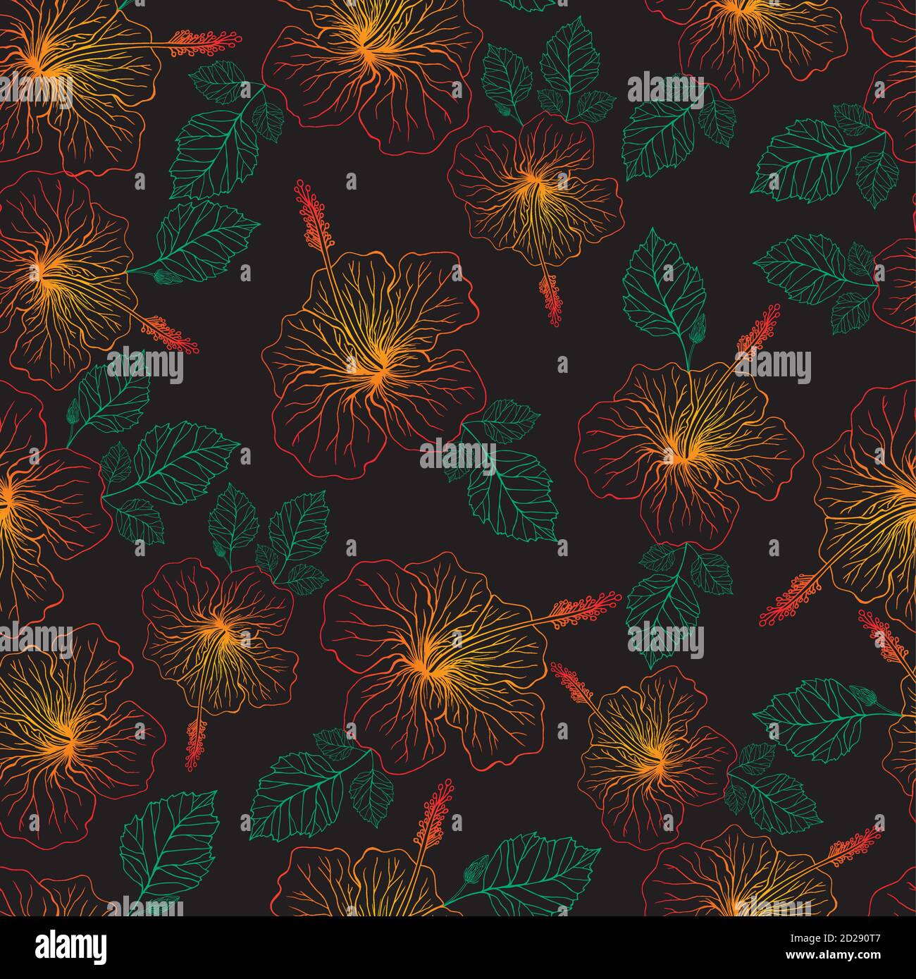 Hibiscus flower seamless pattern Stock Vector Image & Art - Alamy