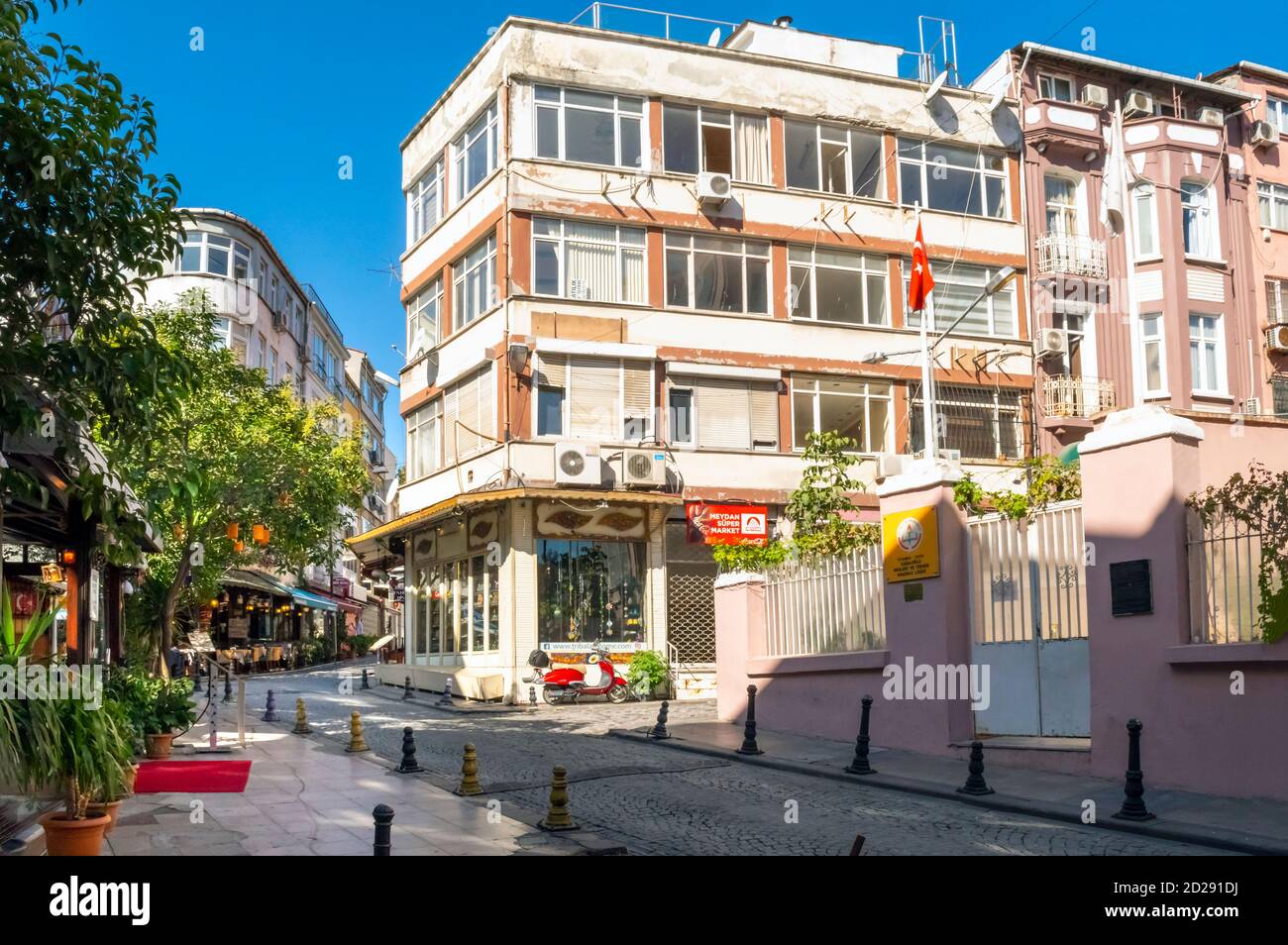 One of the side streets of shops and cafes in the Sultanahmet district ...