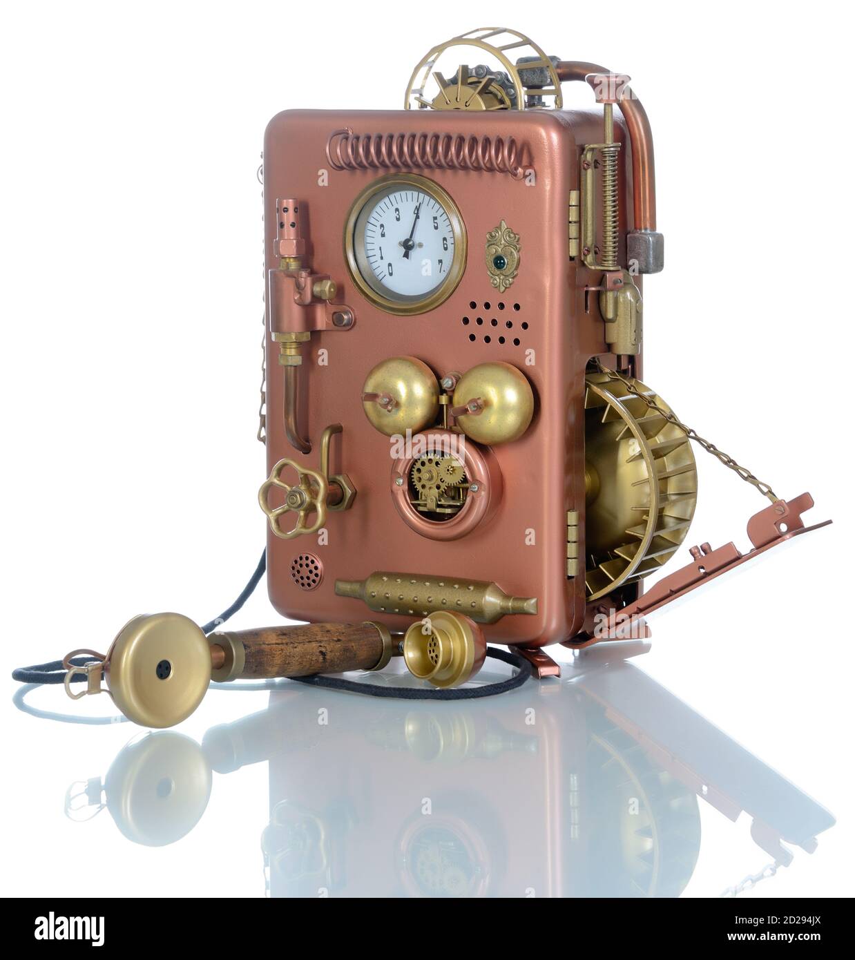 Phone on a white background. Style Steampunk Stock Photo - Alamy