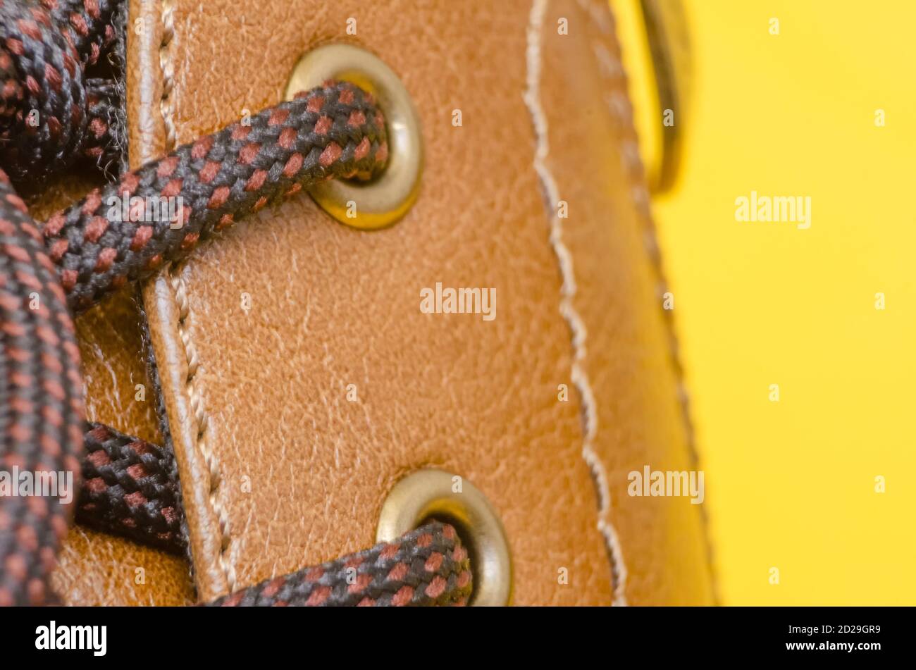 Close-up of laces on brown leather shoes, background Stock Photo - Alamy