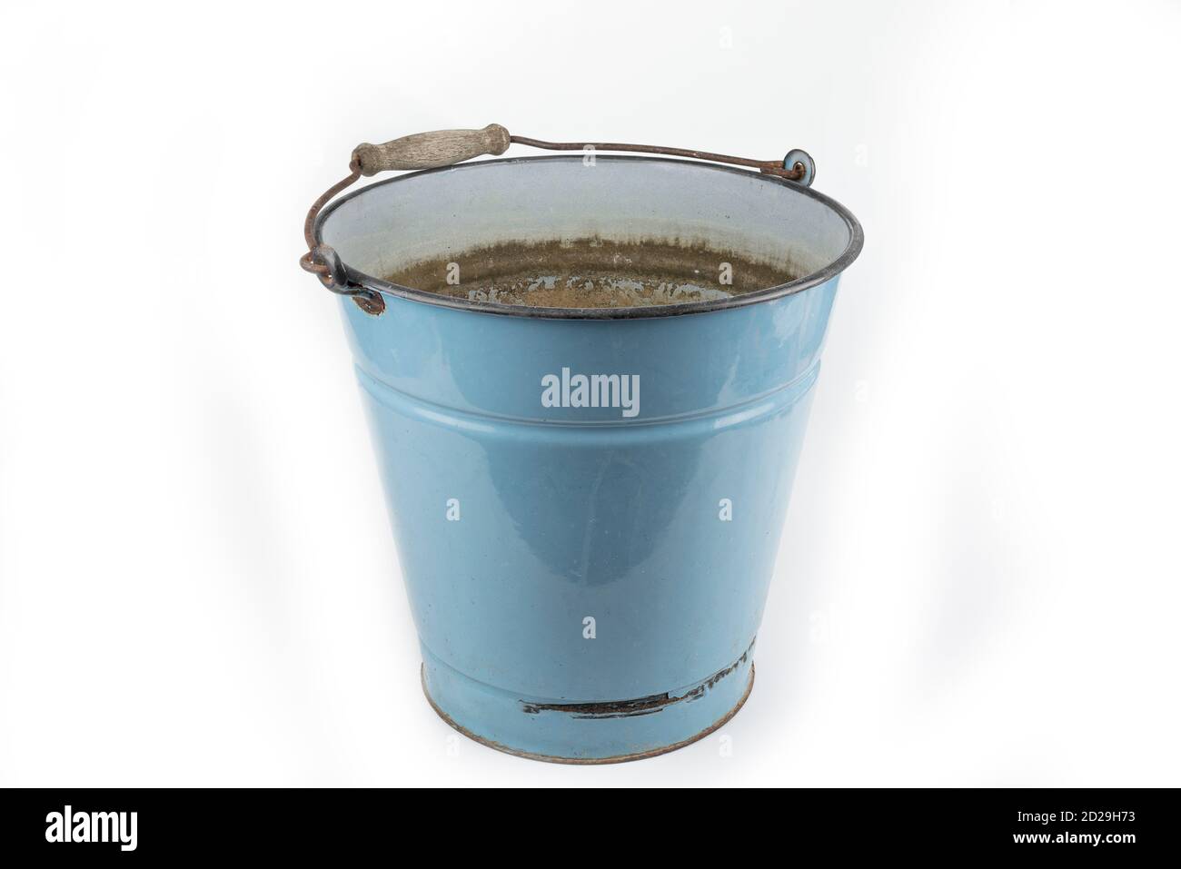 Old retro enamel bucket on a white Stock Photo - Alamy