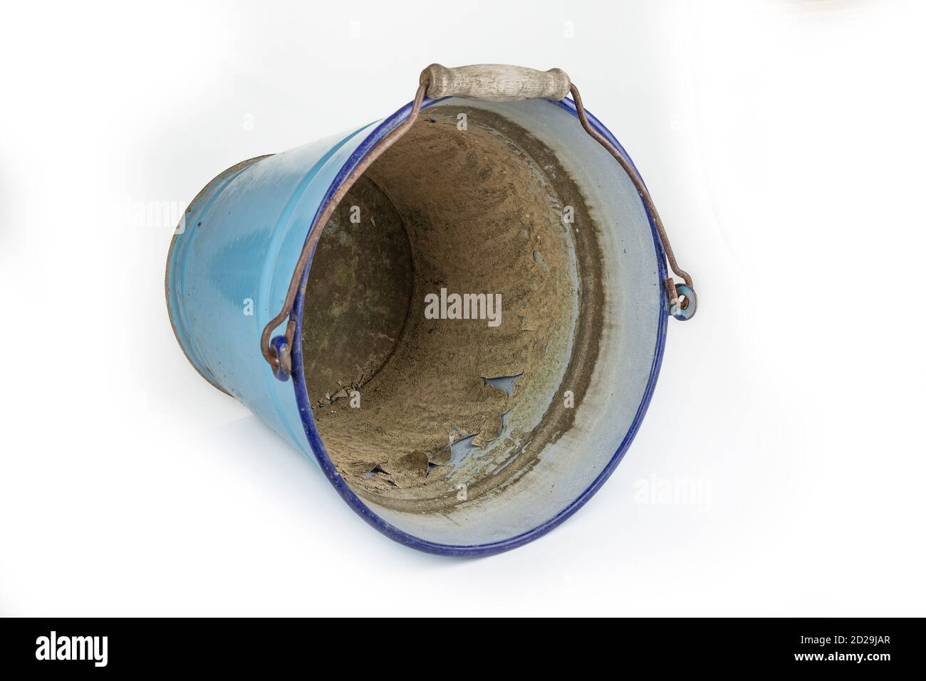 Old retro enamel bucket on a white Stock Photo - Alamy