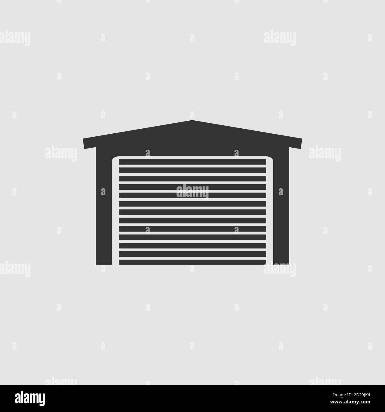 Garage icon flat. Black pictogram on grey background. Vector ...