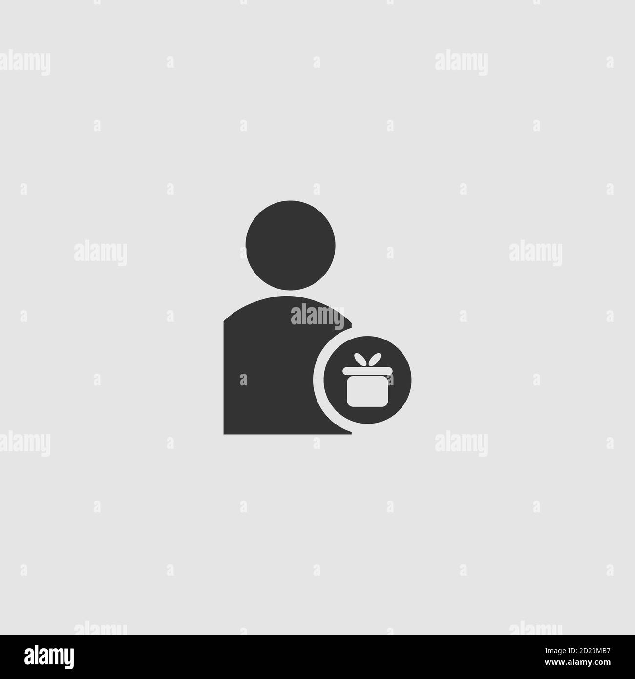 Delivery man icon flat. Black pictogram on grey background. Vector ...