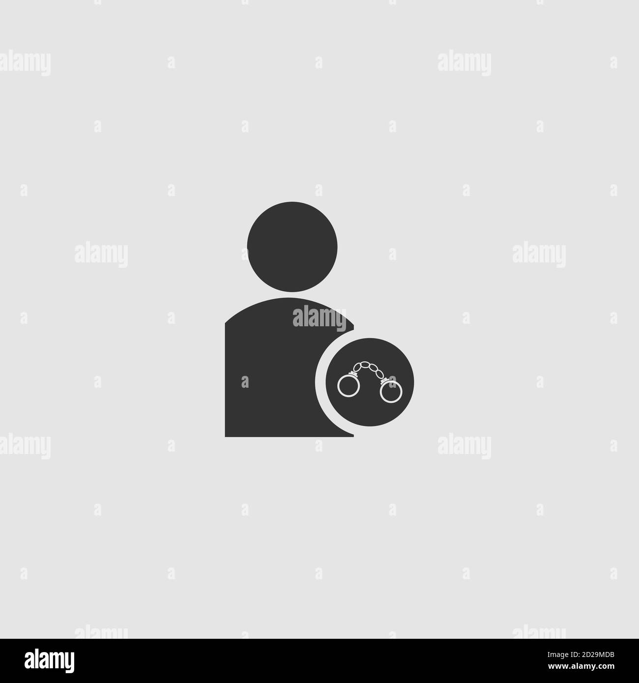 Arrest icon flat. Black pictogram on grey background. Vector ...