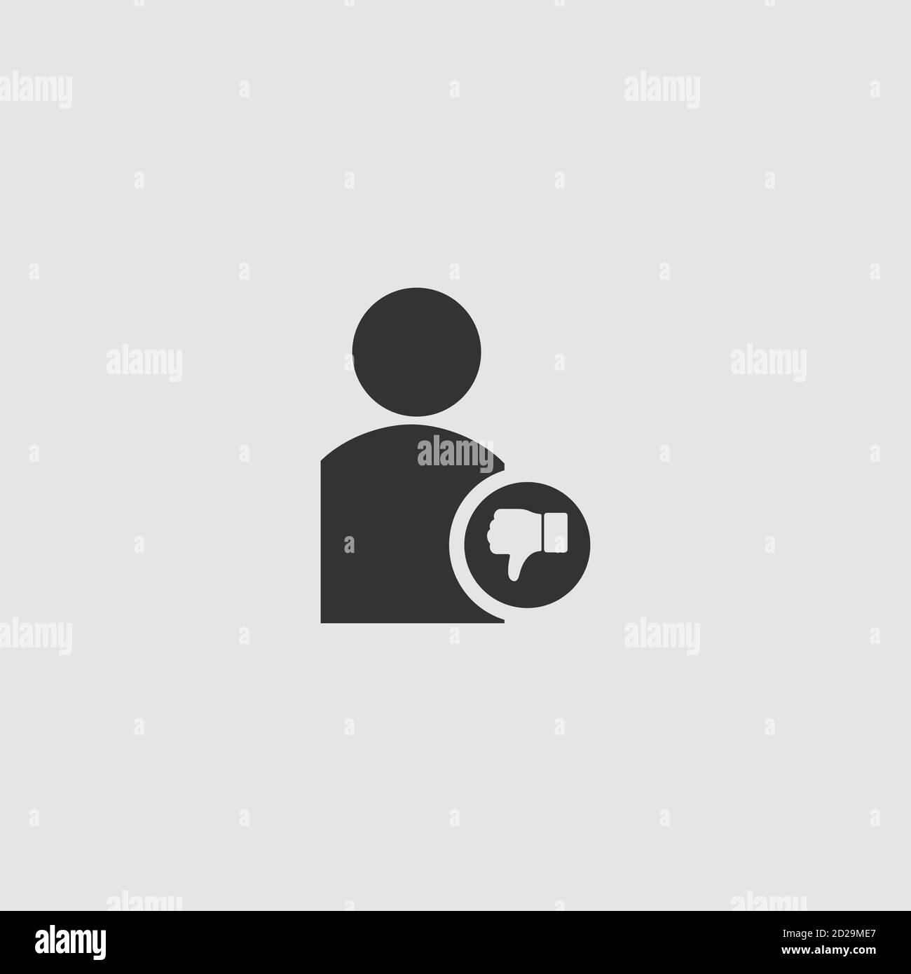 Dislike avatar icon flat. Black pictogram on grey background. Vector ...