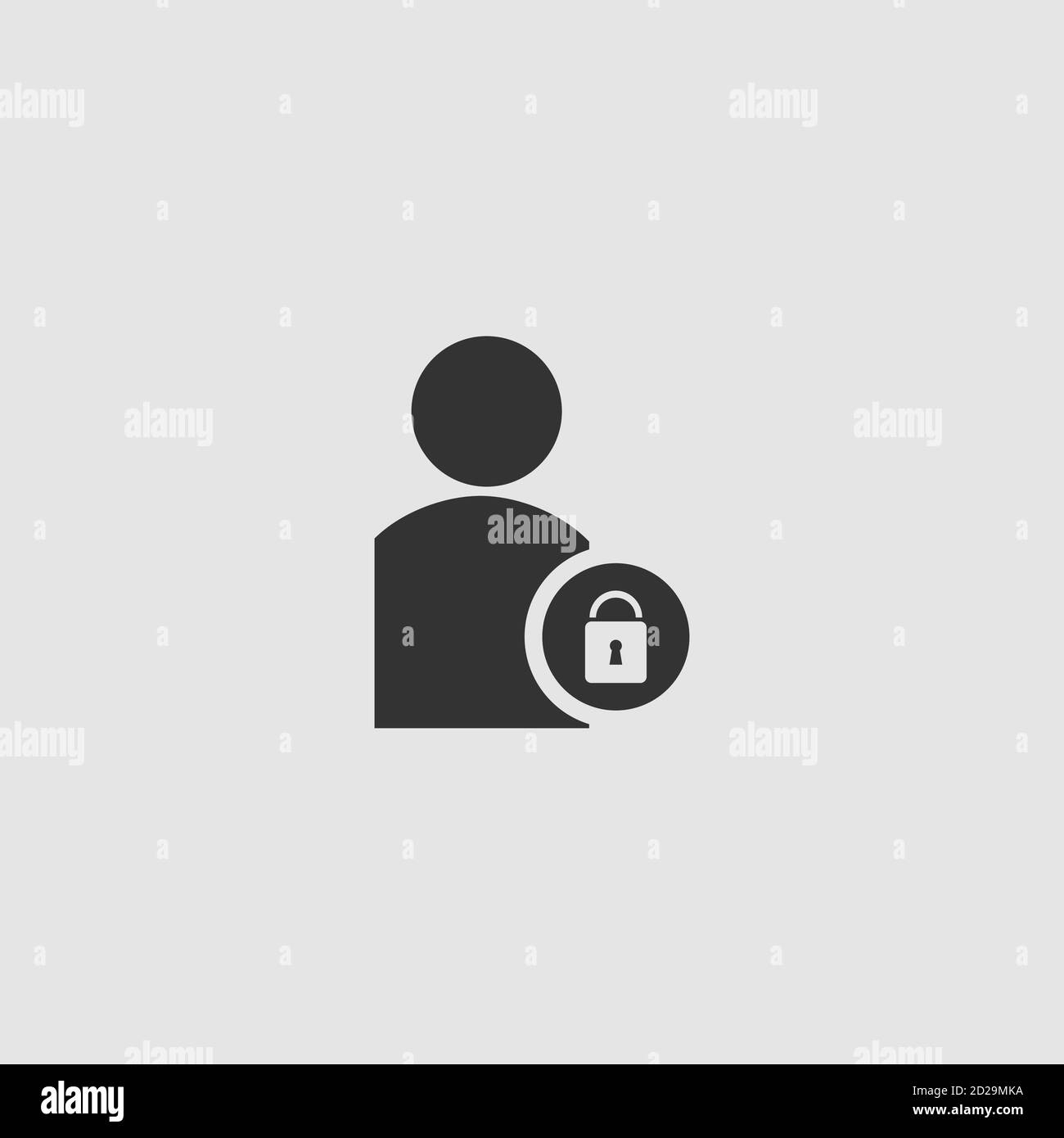 Block user icon flat. Black pictogram on grey background. Vector illustration symbol Stock ...