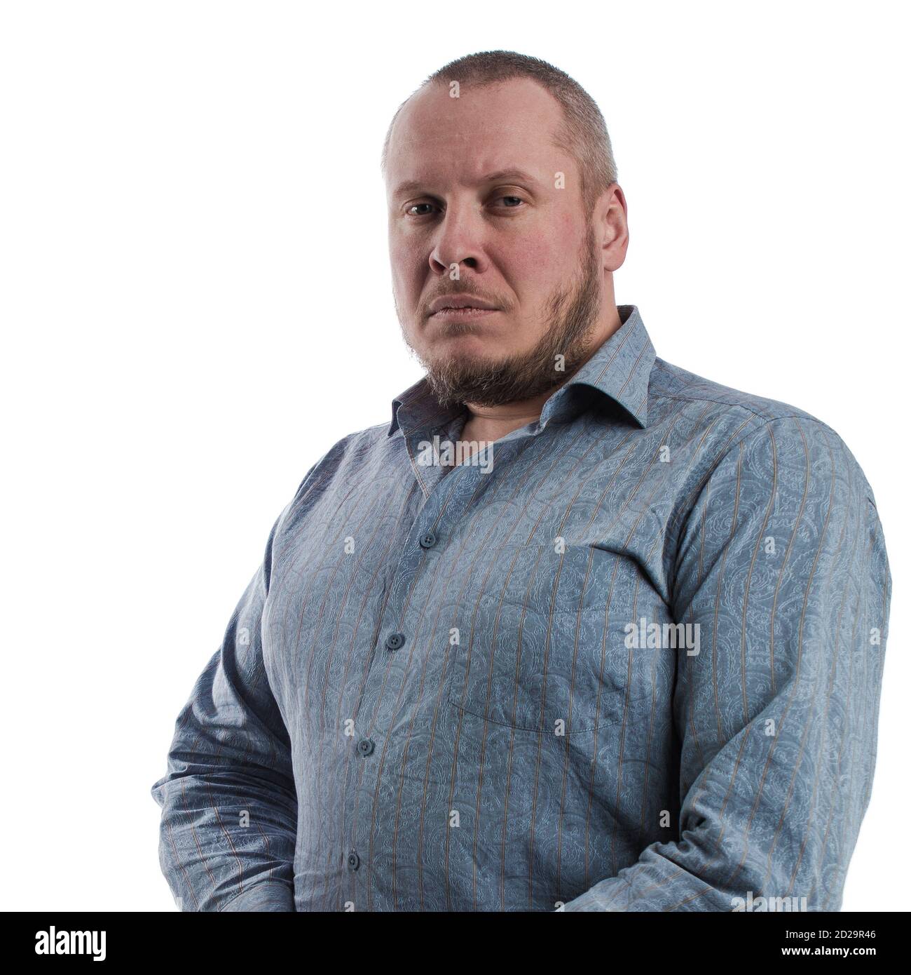 emotional actor man in a gray shirt posing on a white background in ...