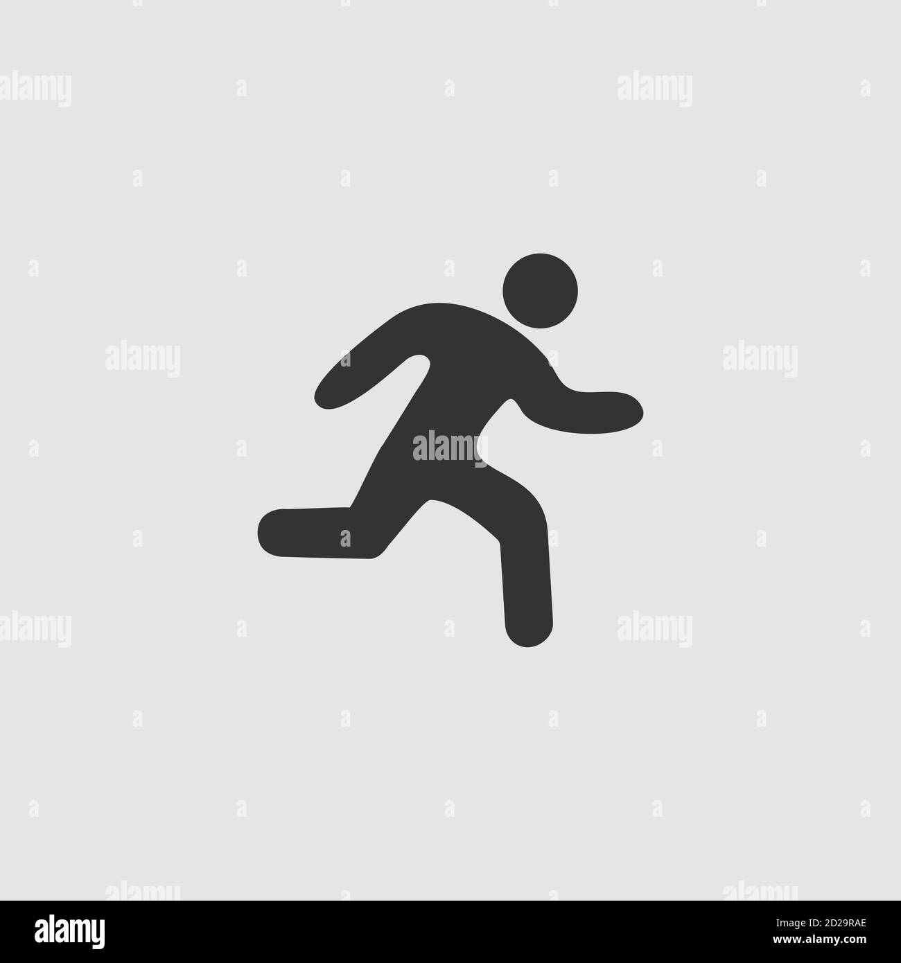 Run icon flat. Black pictogram on grey background. Vector illustration ...