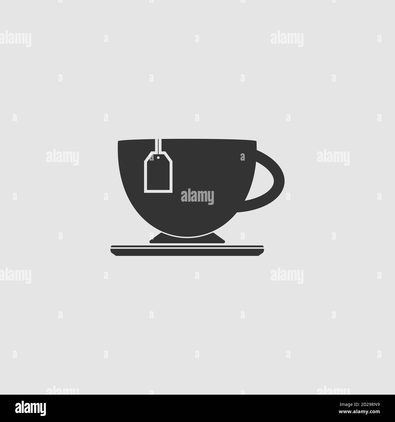 Tea icon flat. Black pictogram on grey background. Vector illustration ...