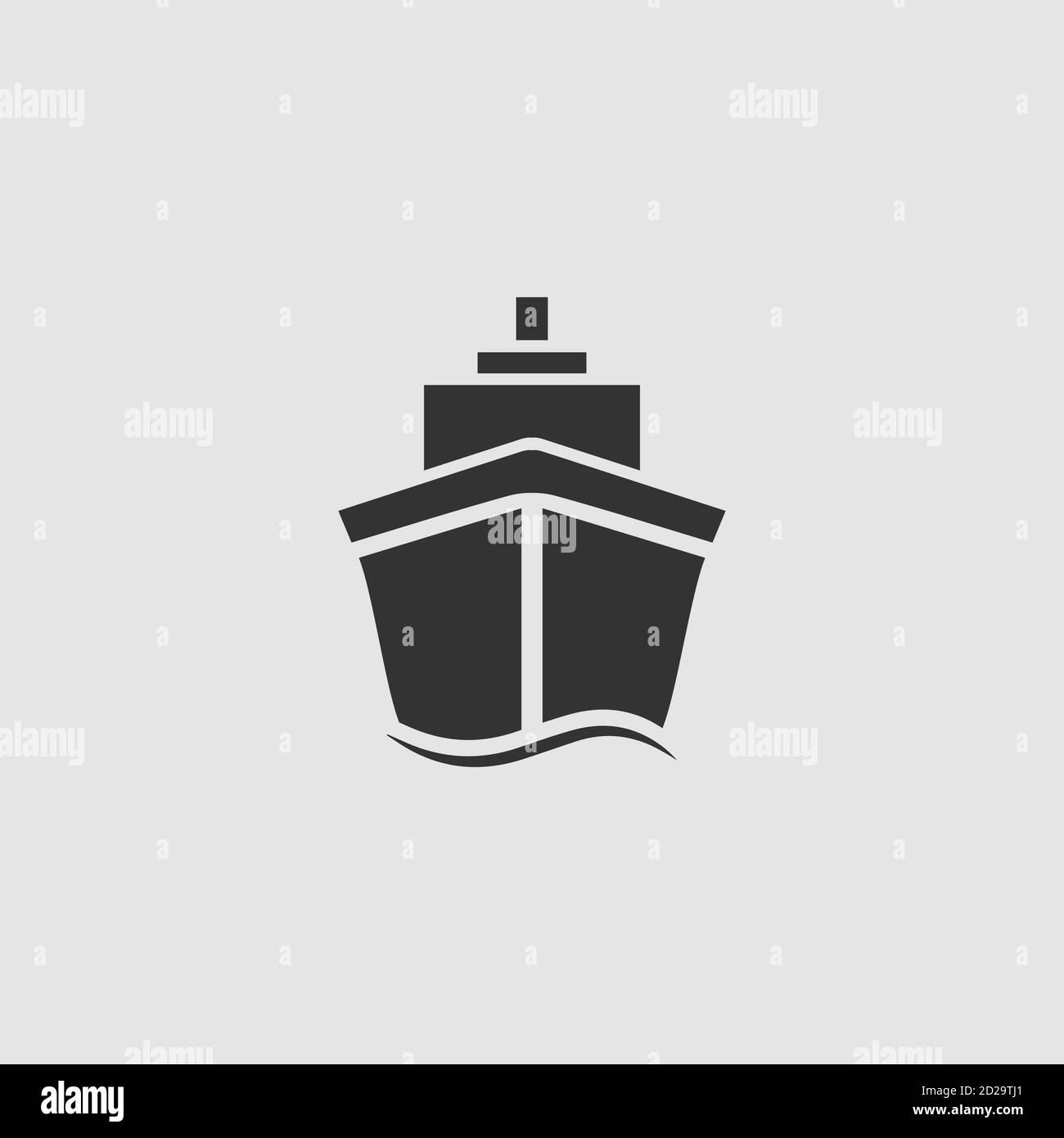 Ship icon flat. Black pictogram on grey background. Vector illustration ...
