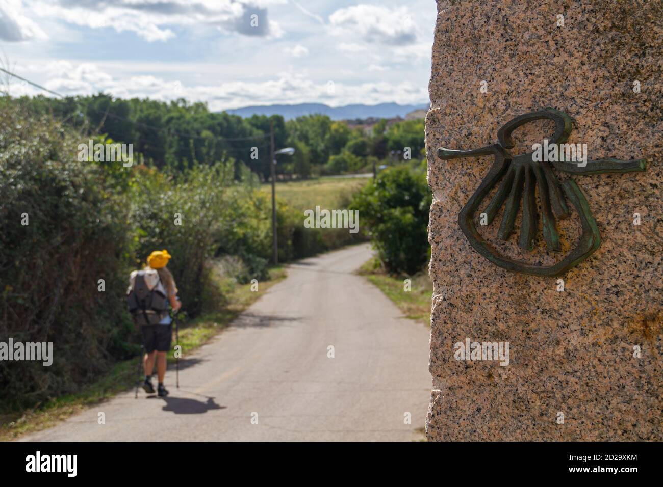Pilgrim on the route of the Camino de Santiago (Way of Saint James ...